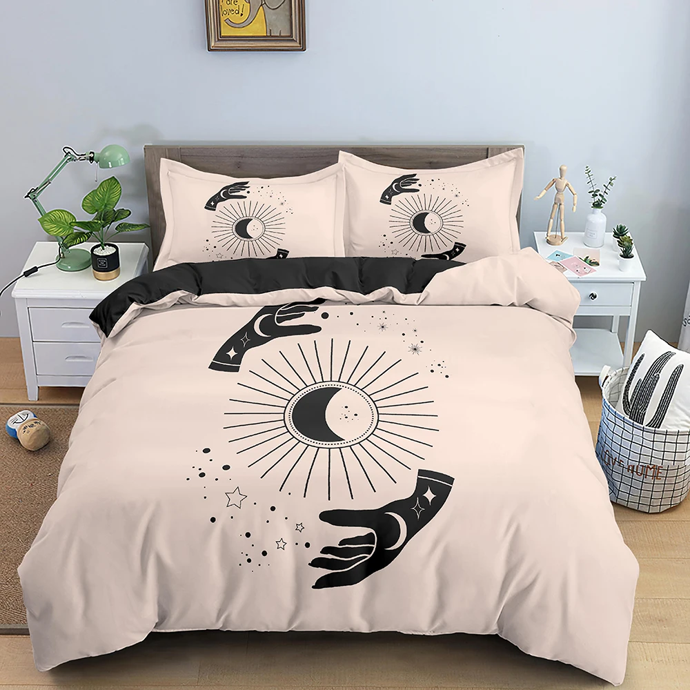 Sun and Moon Duvet Cover Set Exotic Mandala Divination Theme King Size ...