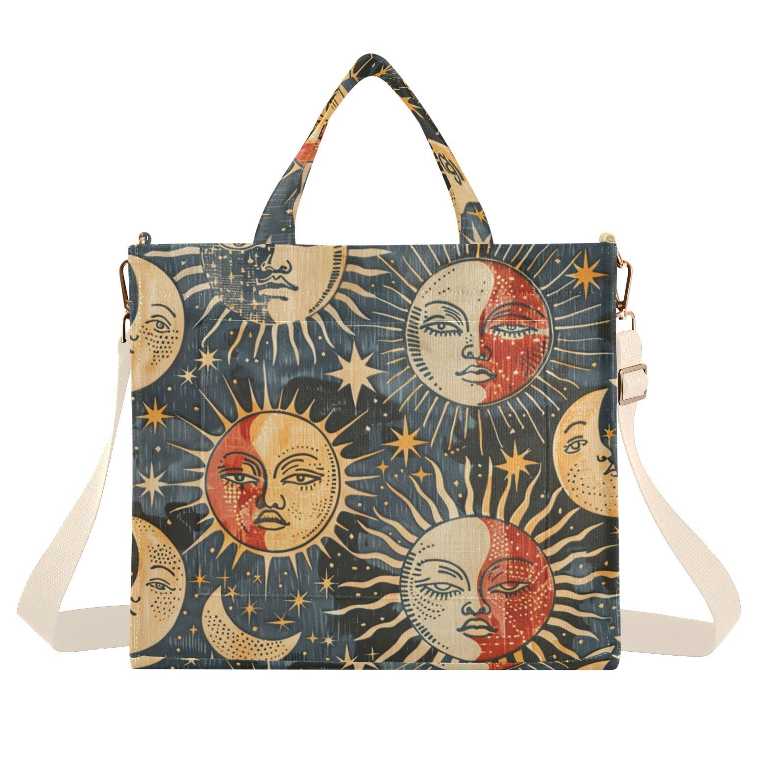 Sun and Moon Face Corduroy Tote Bag Handbag Large Messenger Bag ...