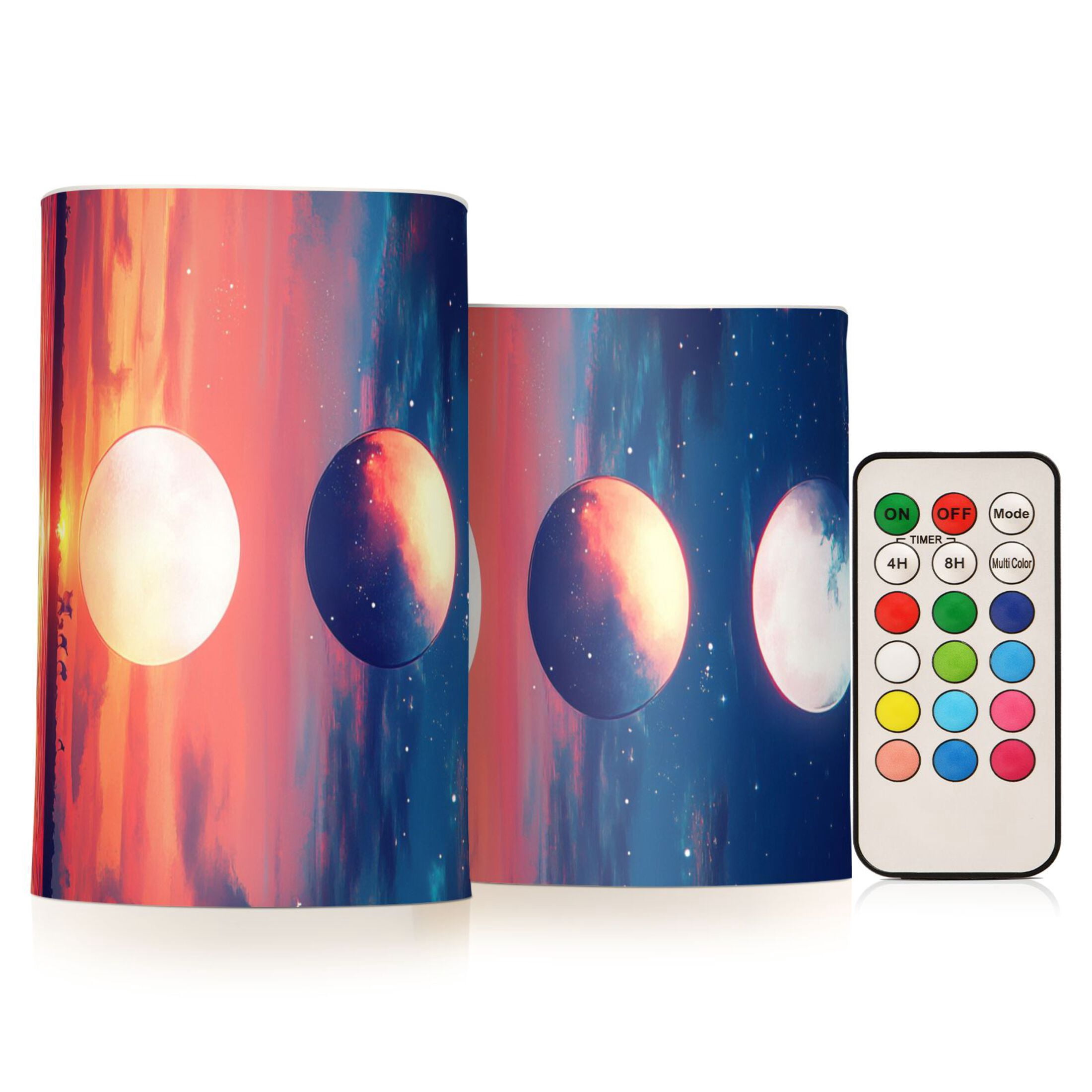 Sun and Moon Hanging Flickering Flameless Candles Battery Operated with ...