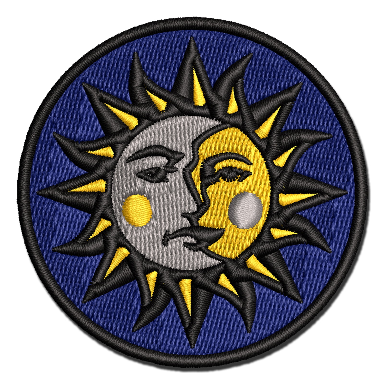 Sun and Moon Heraldic Faces Applique Multi-Color Embroidered Iron-On ...