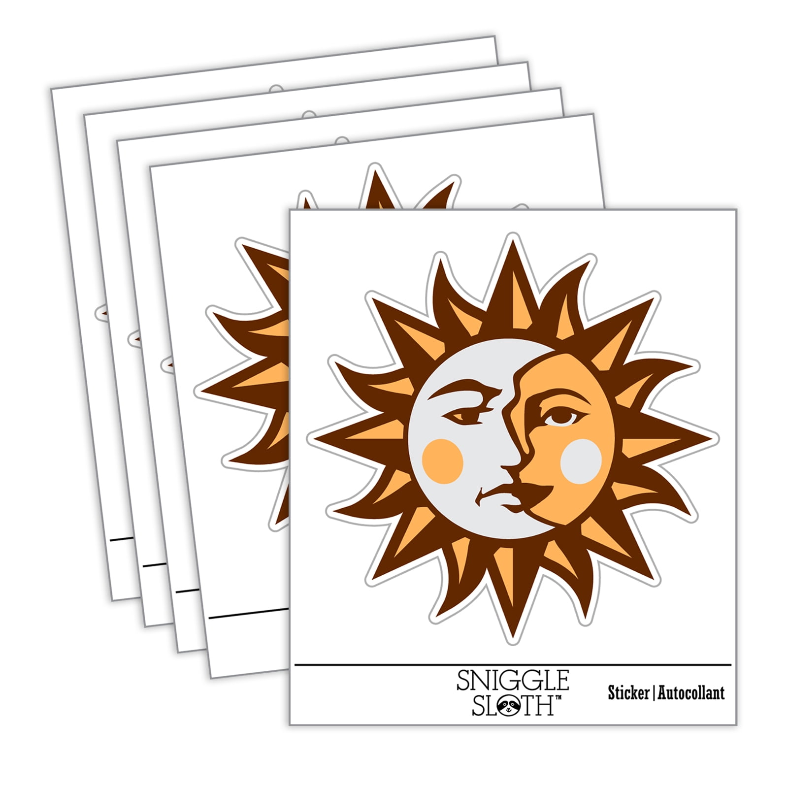 Sun and Moon Heraldic Faces Car Window Bumper Water Bottle Phone Tablet ...