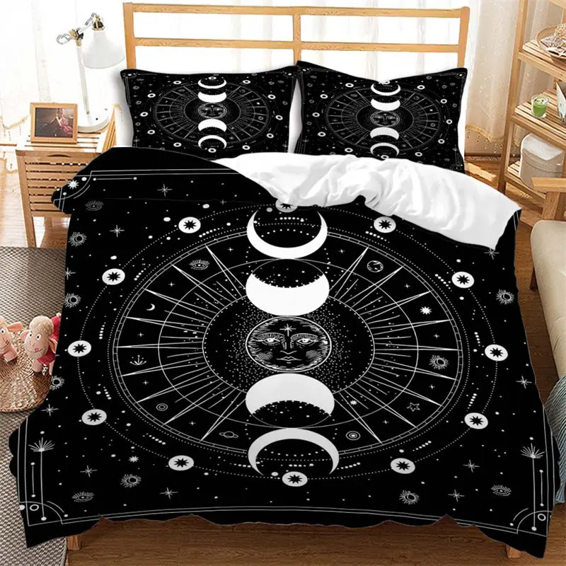 Sun and Moon King Duvet Cover Bohemian Style Celestial Bedding Set ...
