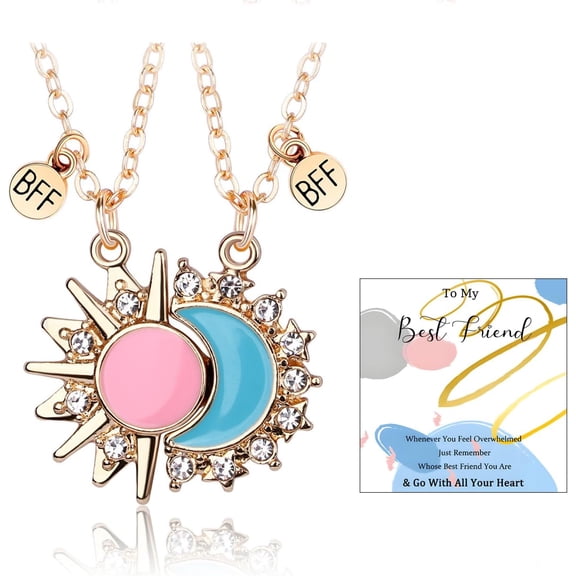 Best Friends Necklace for 2, Magnetic Heart Matching Pendant BFF ...