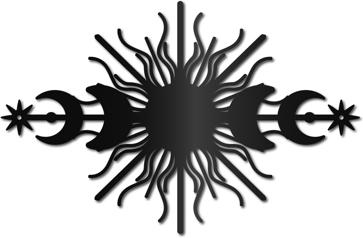 Sun and Moon Metal Wall Art Moon Phase Wall Decor Black Hollow ...