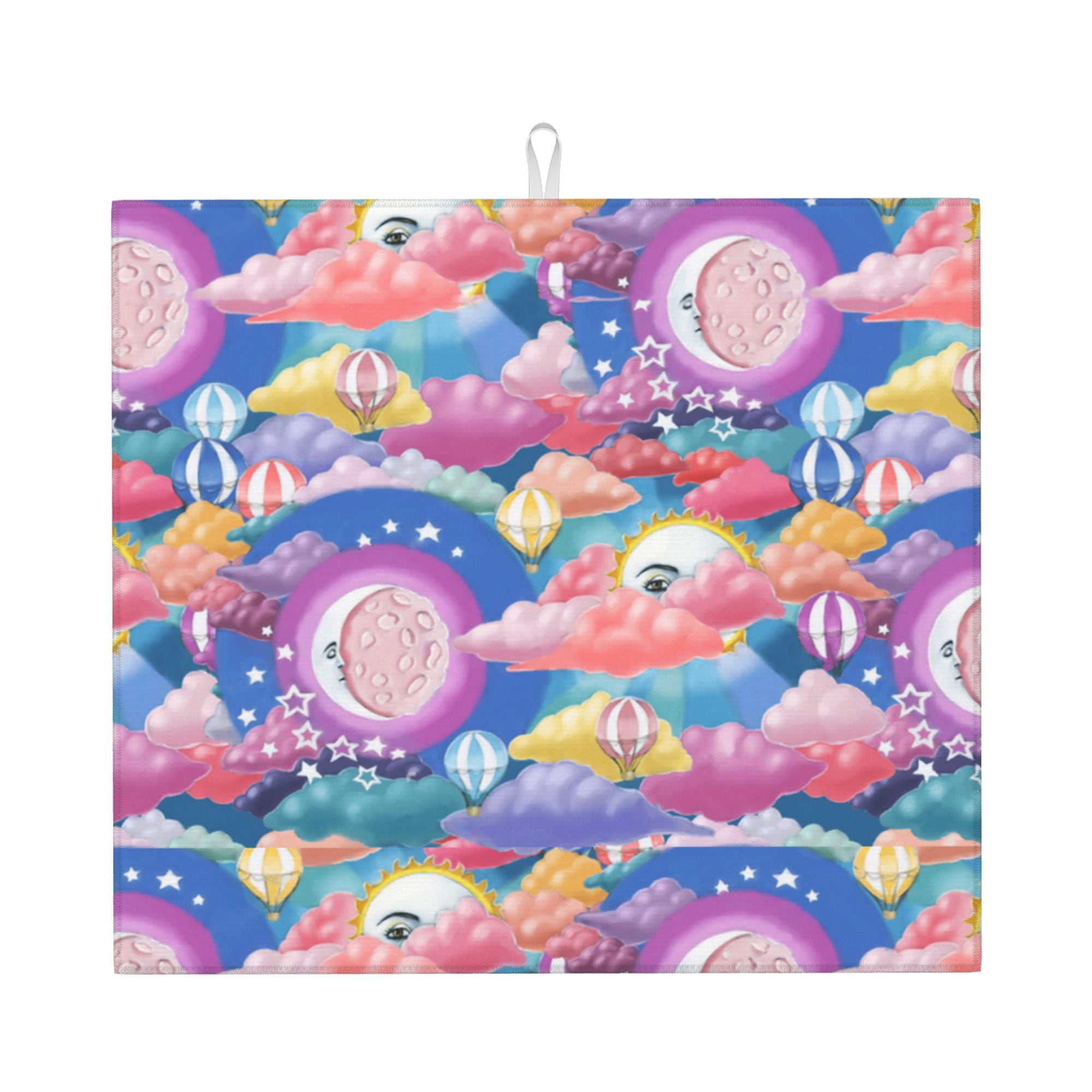 Sun and Moon Microfiber Kitchen Counter Mat,Dish Drying Pad for Dishes ...