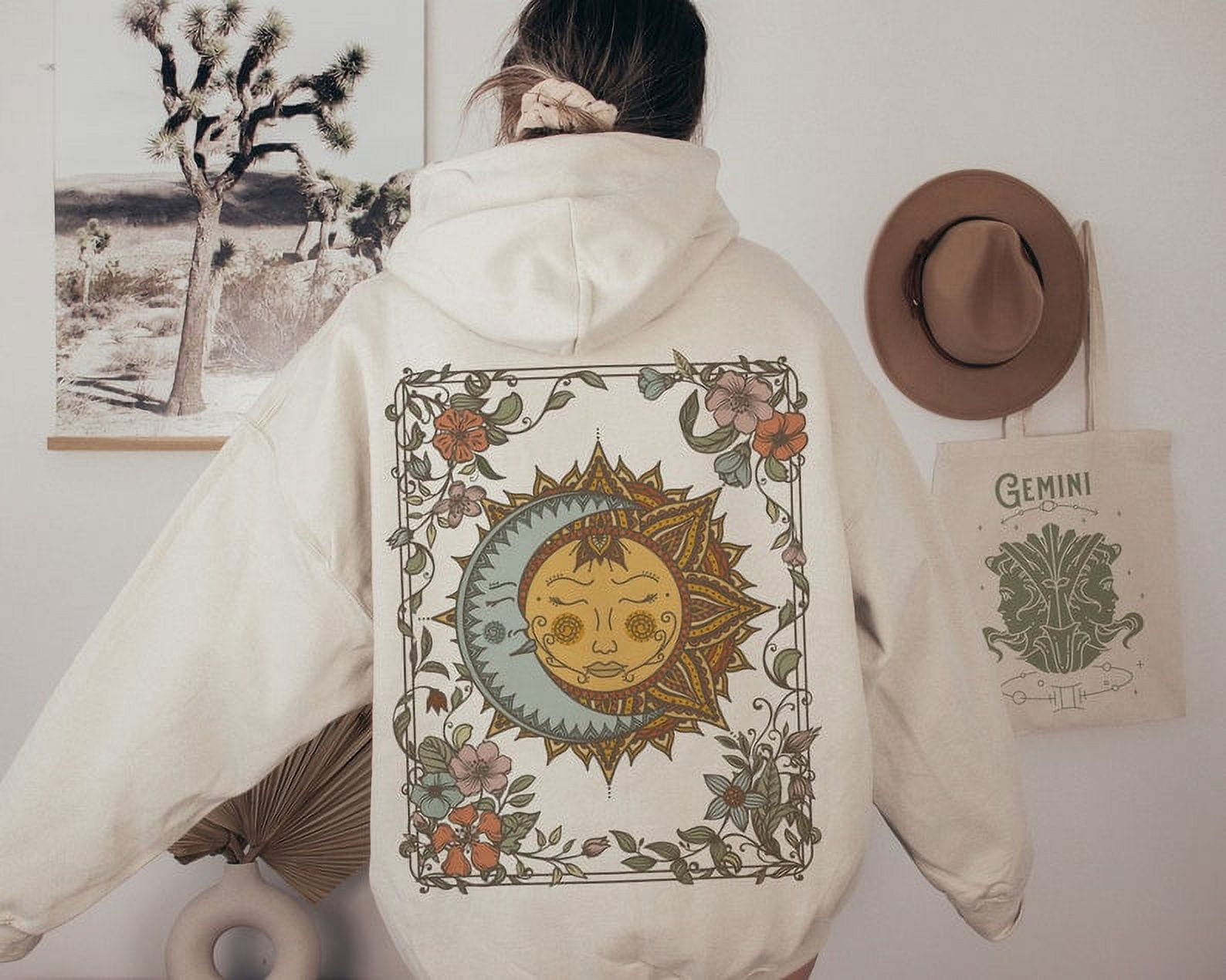 Sun and Moon Oversized Hoodie, Witchy Clothes, Celestial Sweatshirt ...