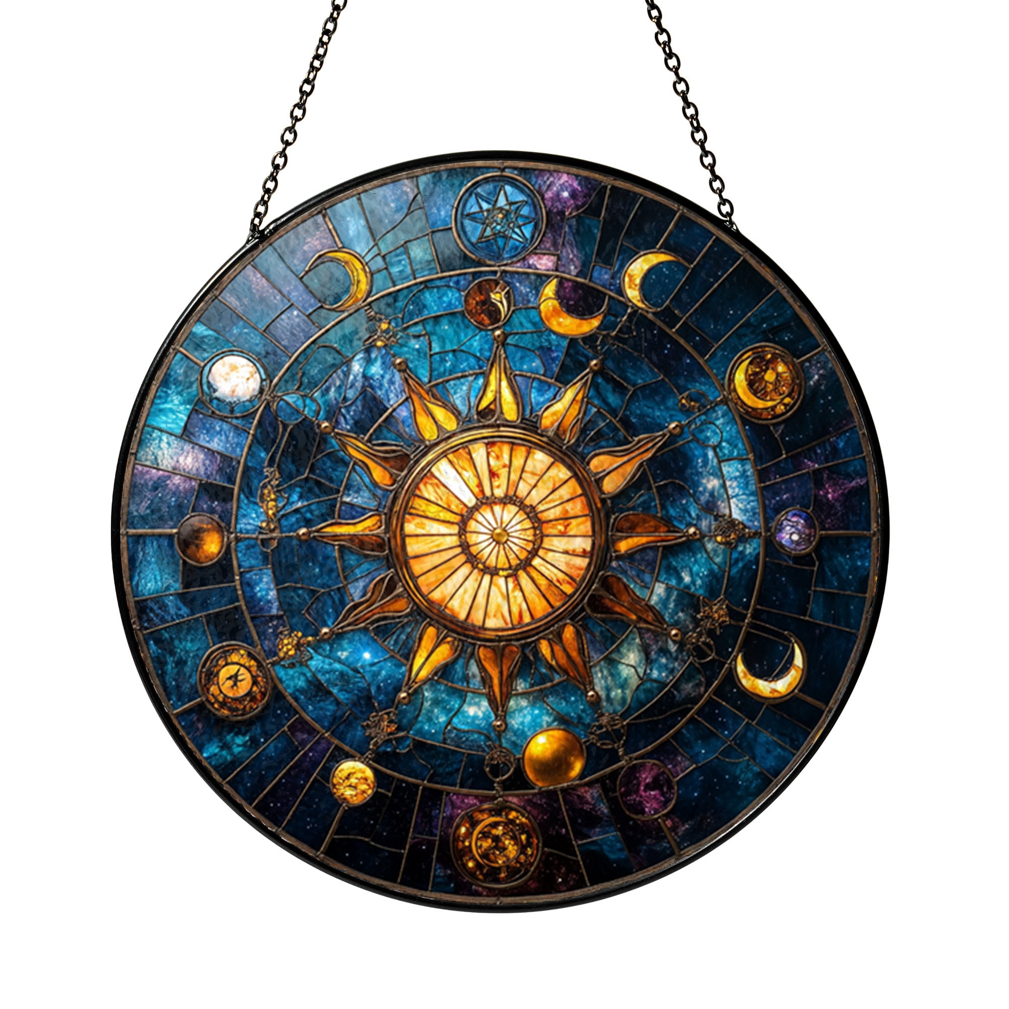 Sun and Moon Stained Glass Round Suncatcher – Zodiac Constellation ...