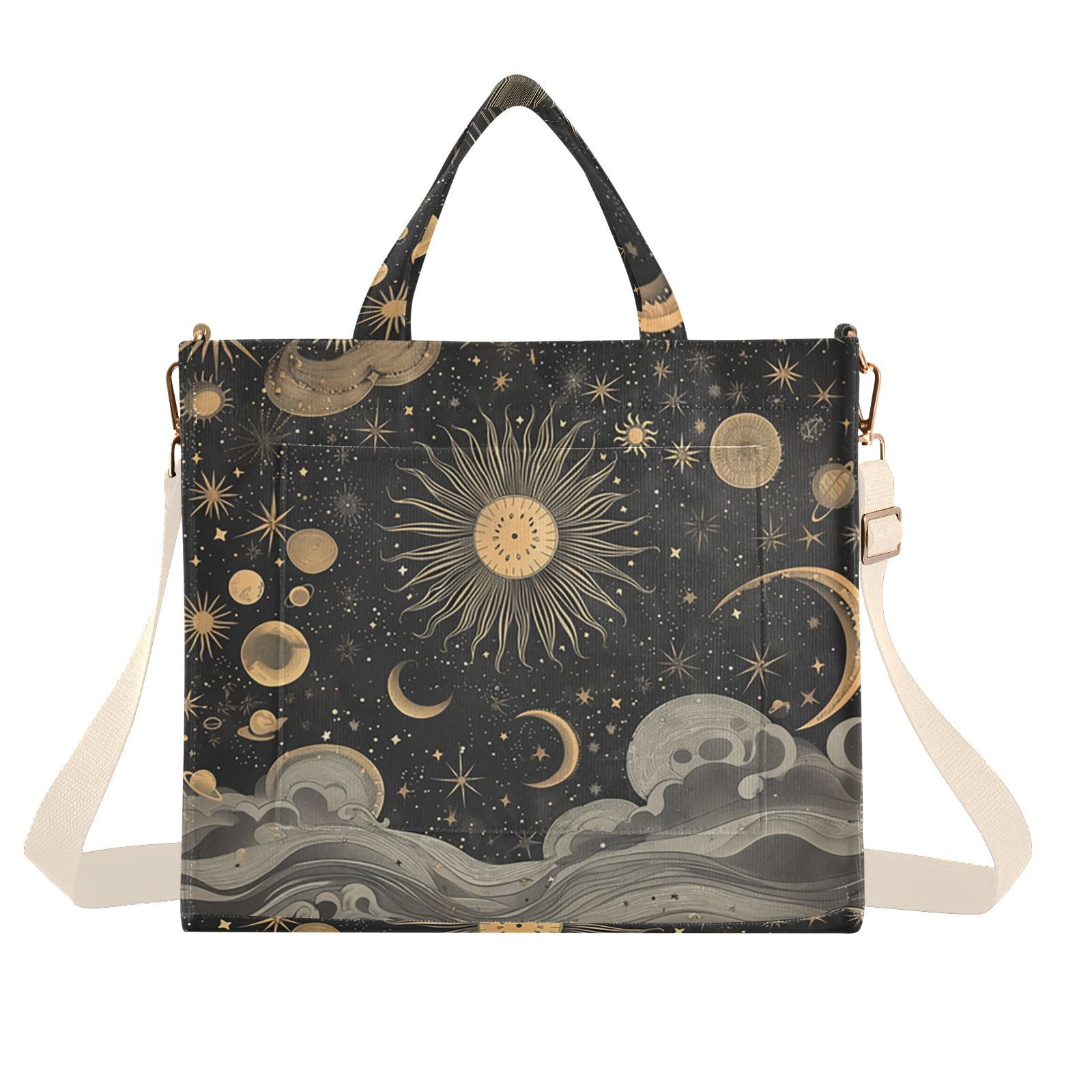 Sun and Moon Stars Waves Corduroy Tote Bag Handbag Large Messenger Bag ...