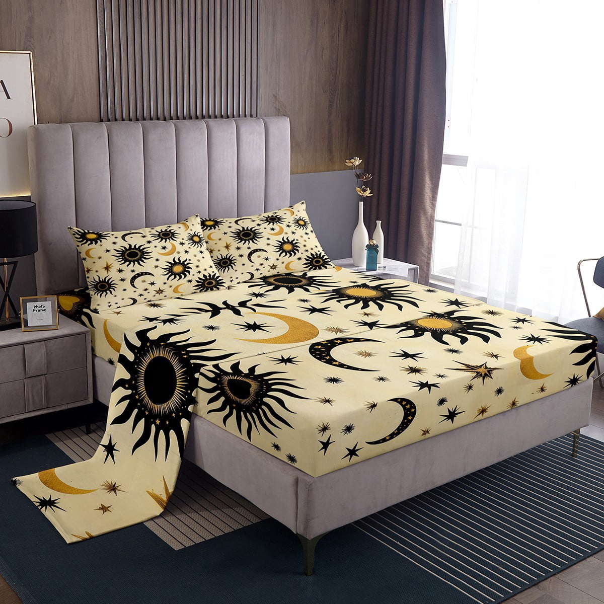 Sun and Moon Twin Bed Sheets Bohemian Exotic Style Sheets Boho Geometry ...