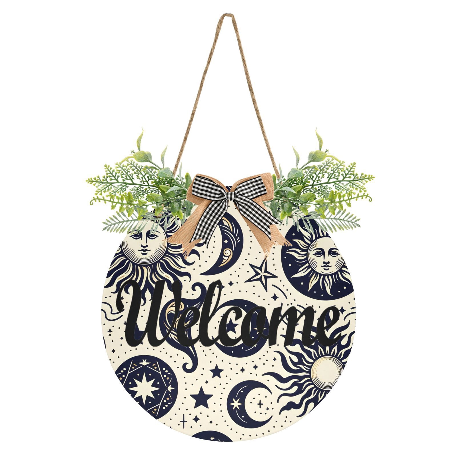 Sun and Moon Welcome Sign for Front Door Wreath Door Sign for Farmhouse ...