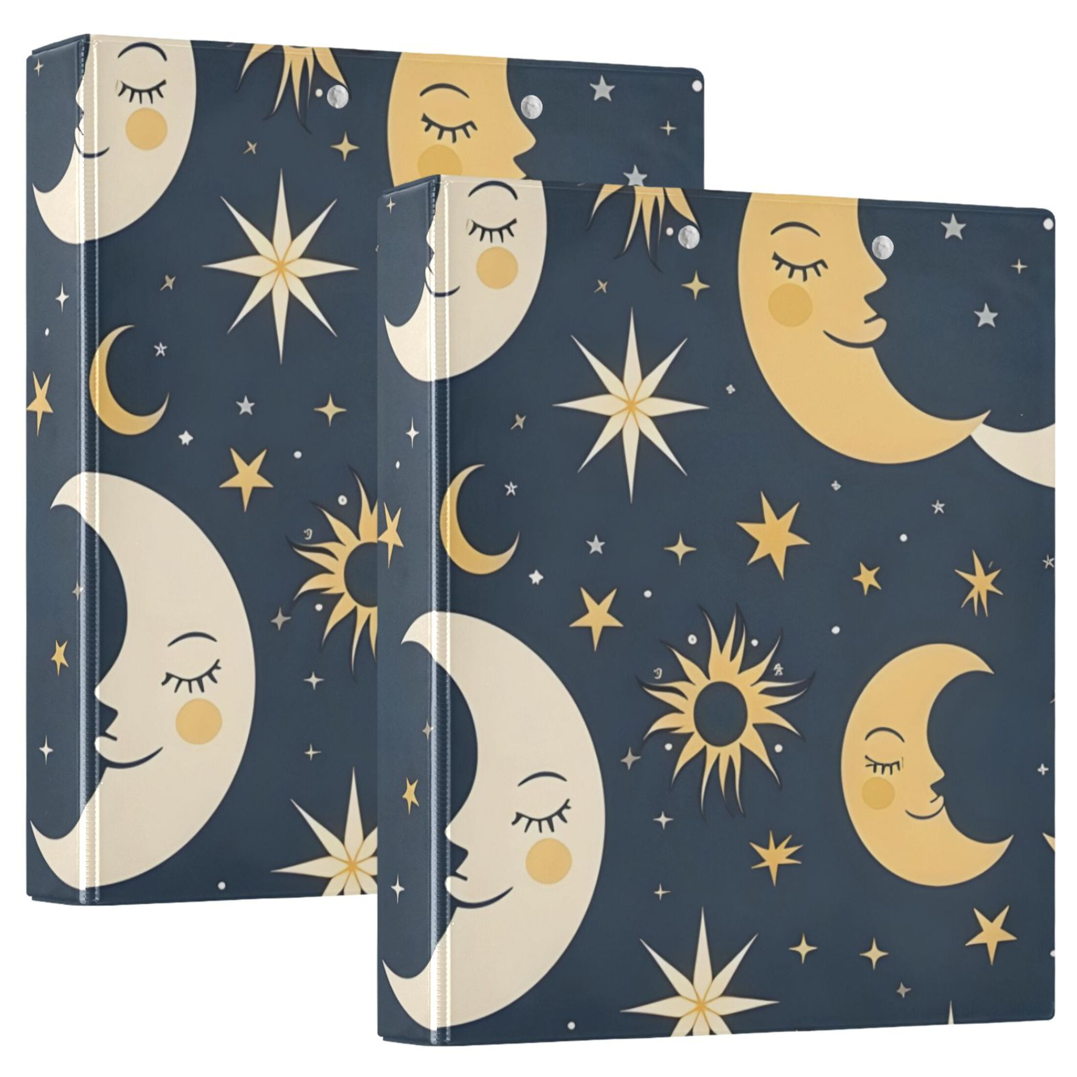 Sun and Moon and Star 3 Ring Binders 1.5 inch Hardcover File Folders ...