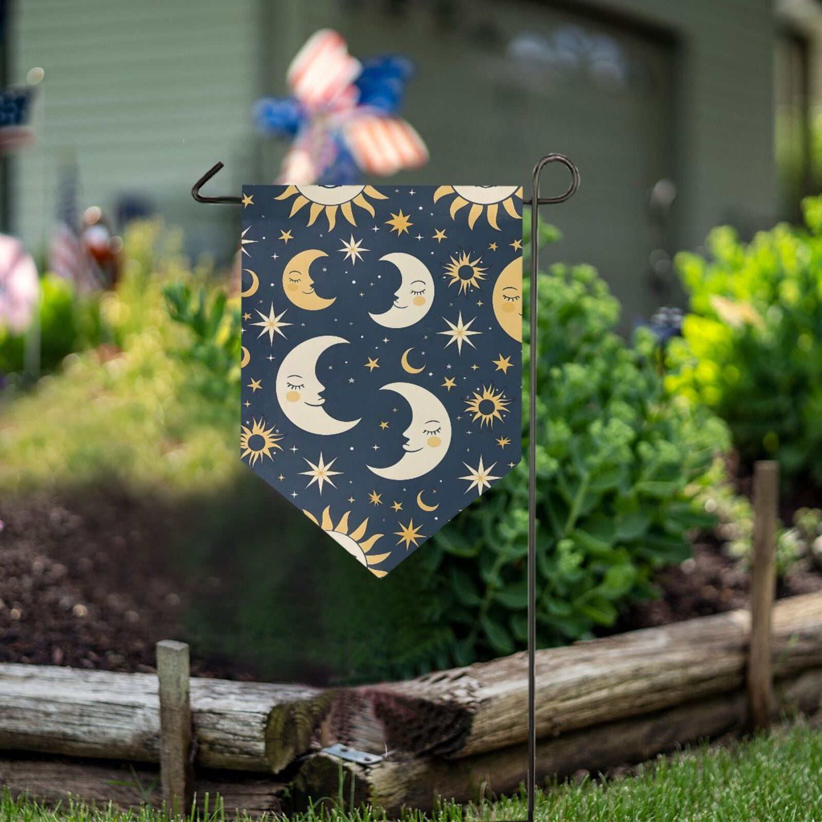 Sun and Moon and Star Garden Flag 18" x 12.5" Double Sided Yard Lawn ...
