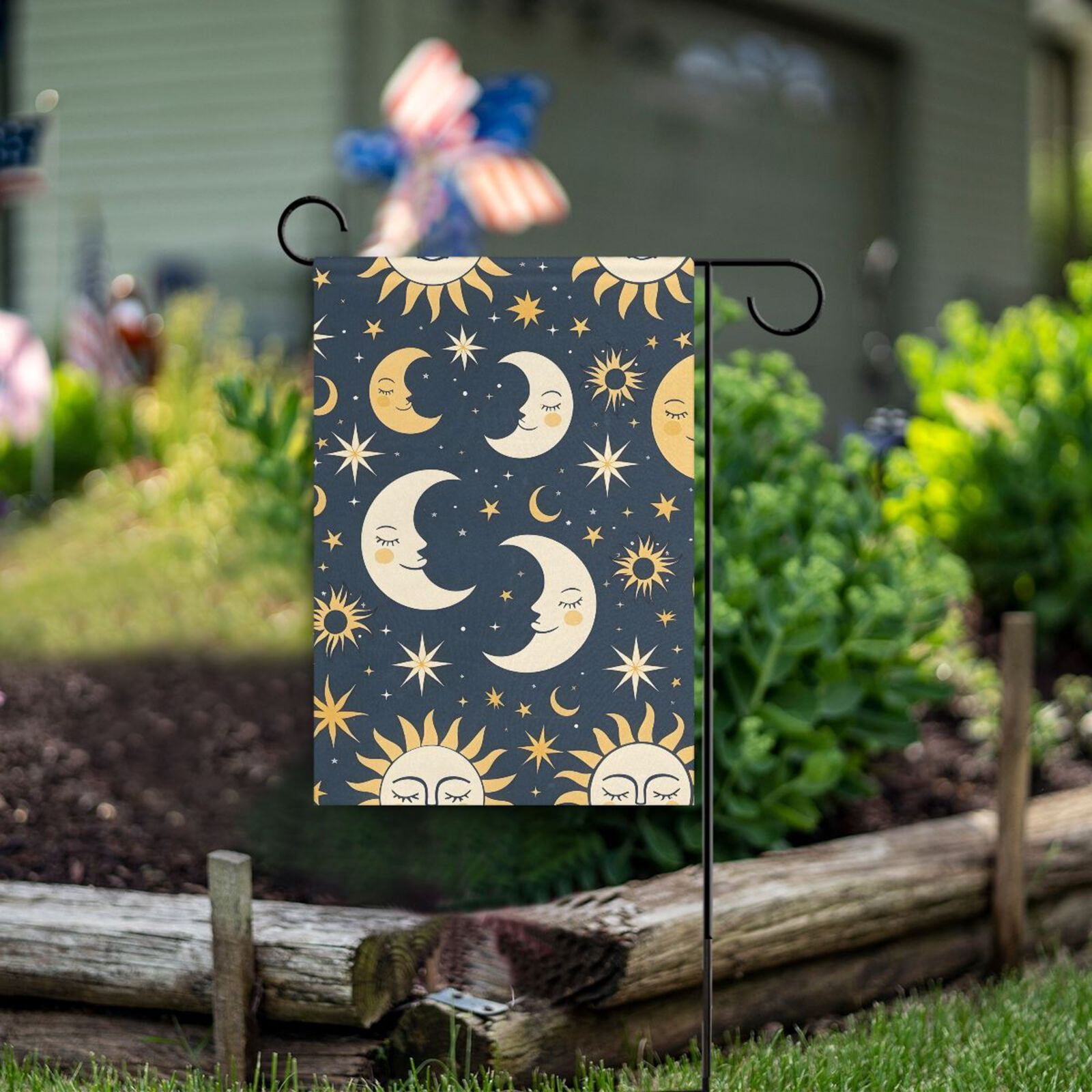 Sun and Moon and Star Garden Flag Double Sided Outdoor Banners for ...