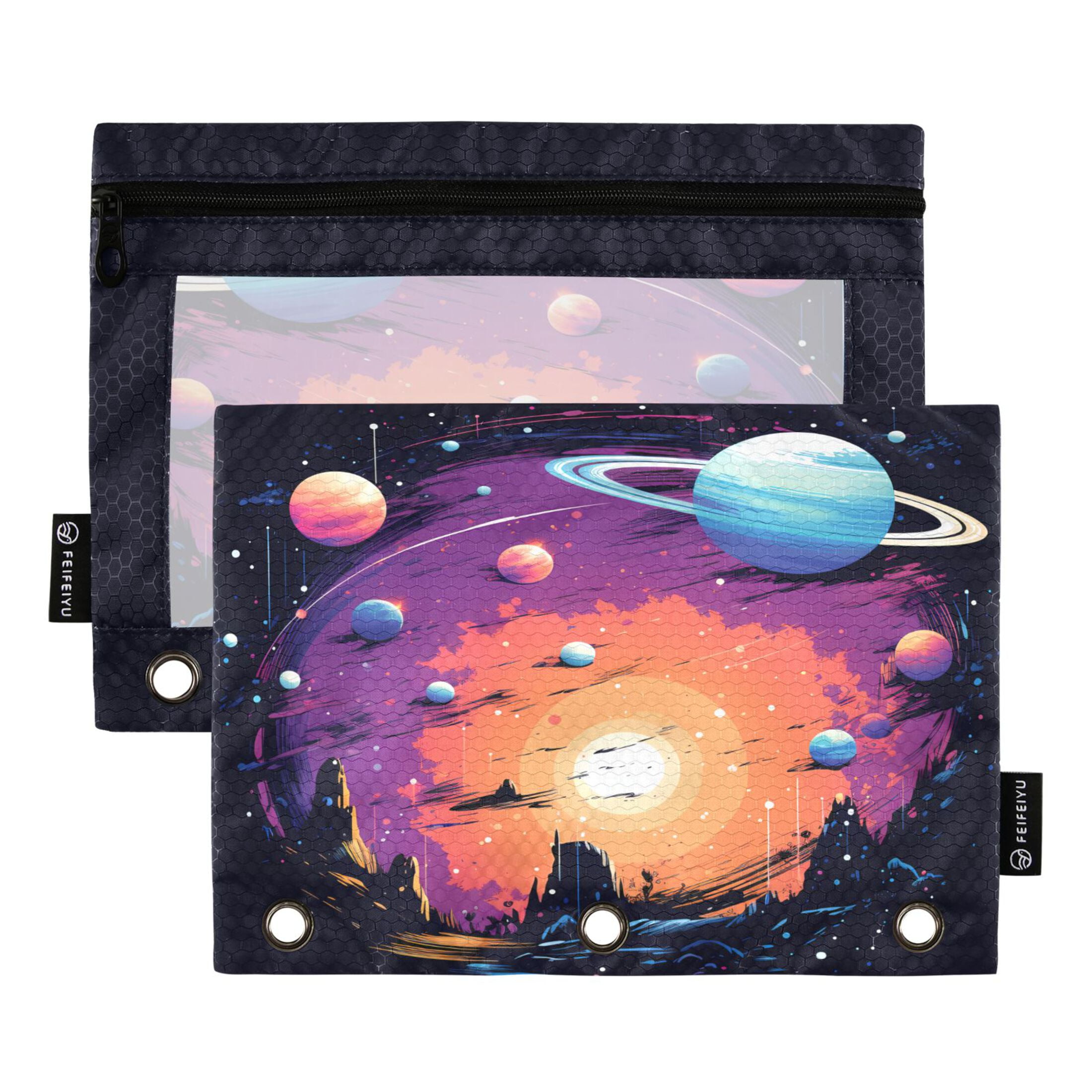Sun and Planet 2 Pack Pencil Pouch for 3 Ring Binder Smooth Zipper ...