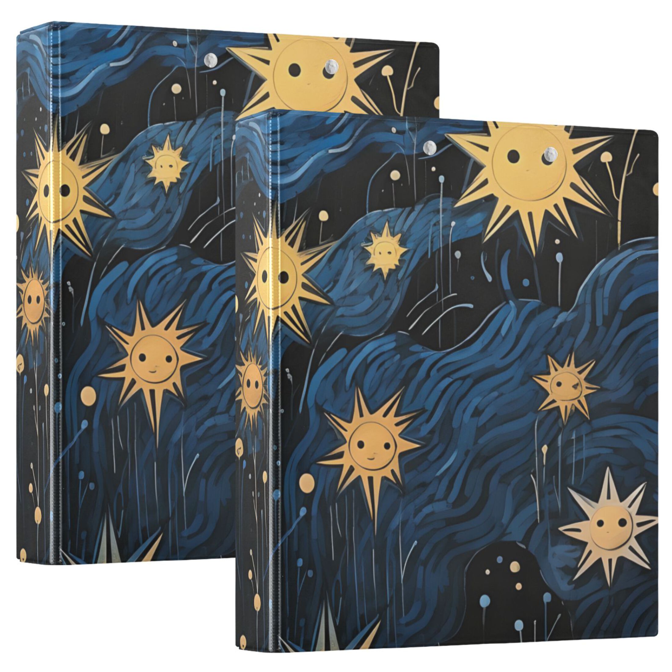 Sun in Blue and Black 3 Ring Binders 1.5 inch Hardcover File Folders ...