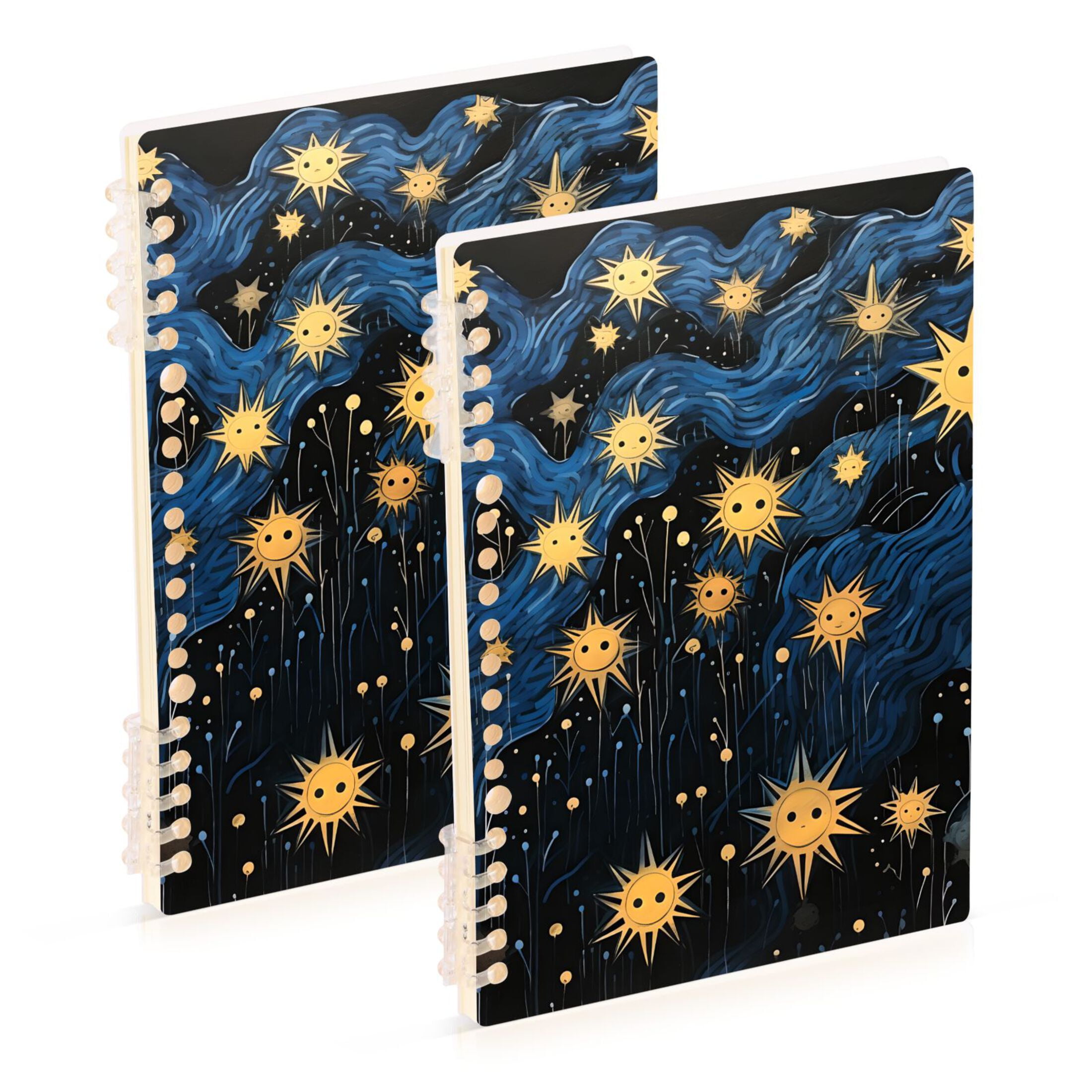 Sun in Blue and Black Ring Binder Notebook Journey Note Diary College ...
