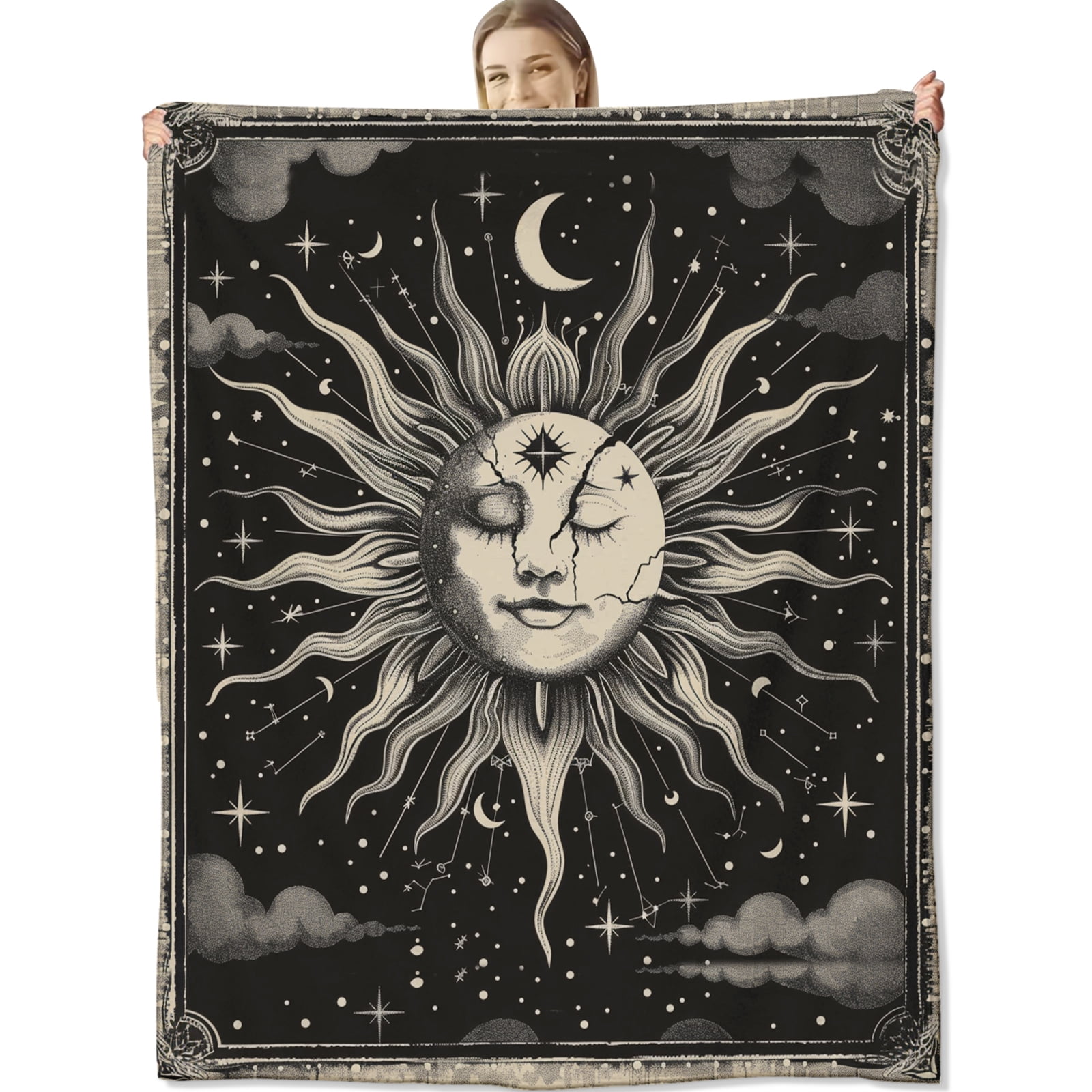 Sun and moon Blanket for Kids Women Men, Flannel Sun and moon Blankets ...