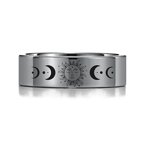 Sun and moon celestial ring Crescent moon wedding band Solar eclipse ...