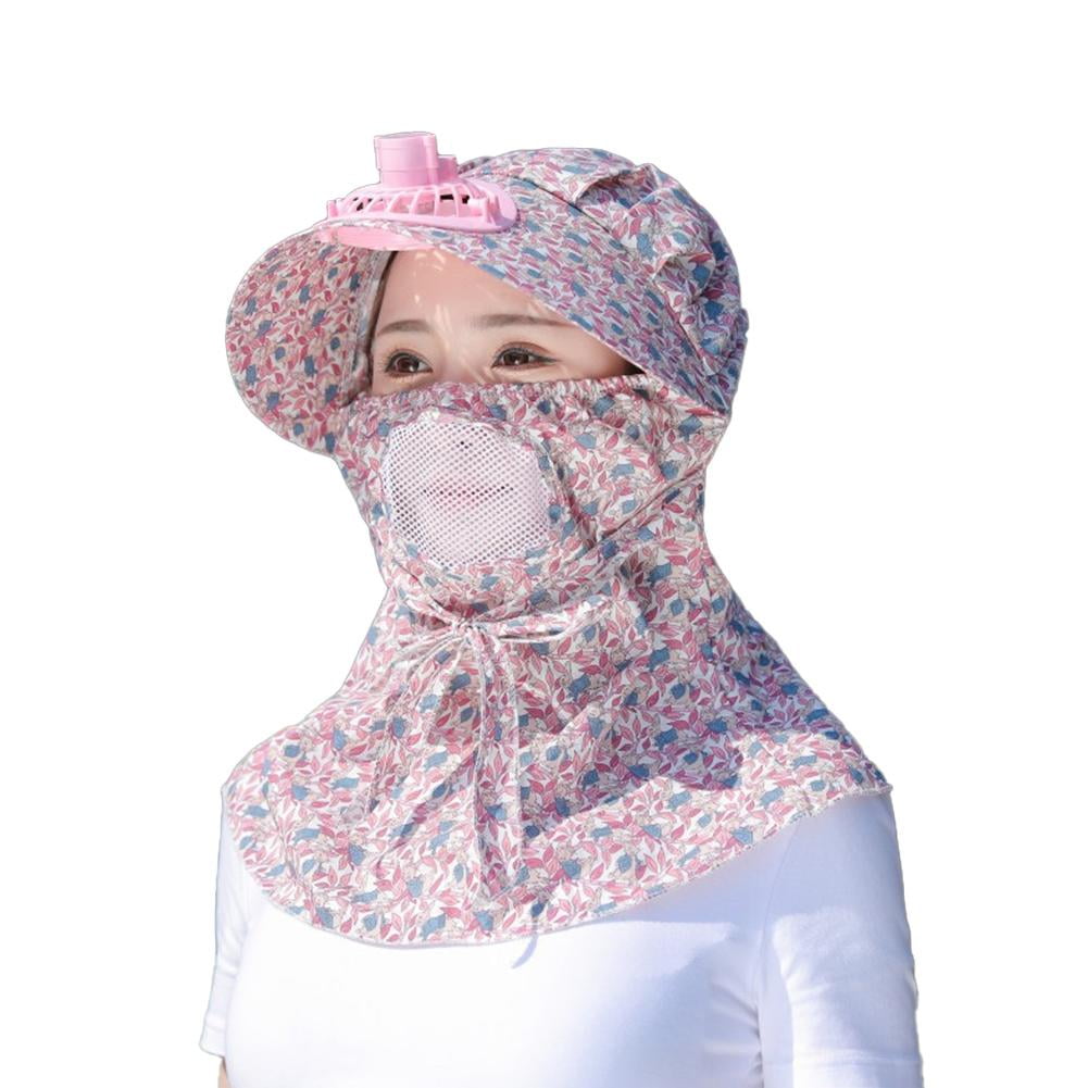 Sun protection cap with fan, Sun Hat Women Outdoor Cap with Neck Flap ...