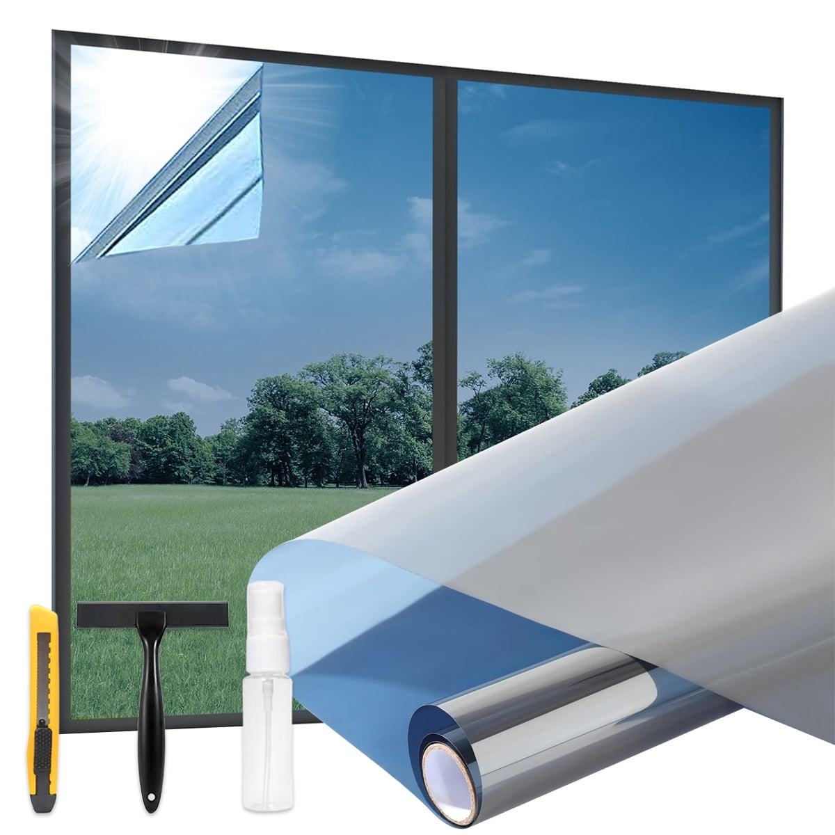 Sun protection film window inside or outside 50 x 200cm mirror film ...