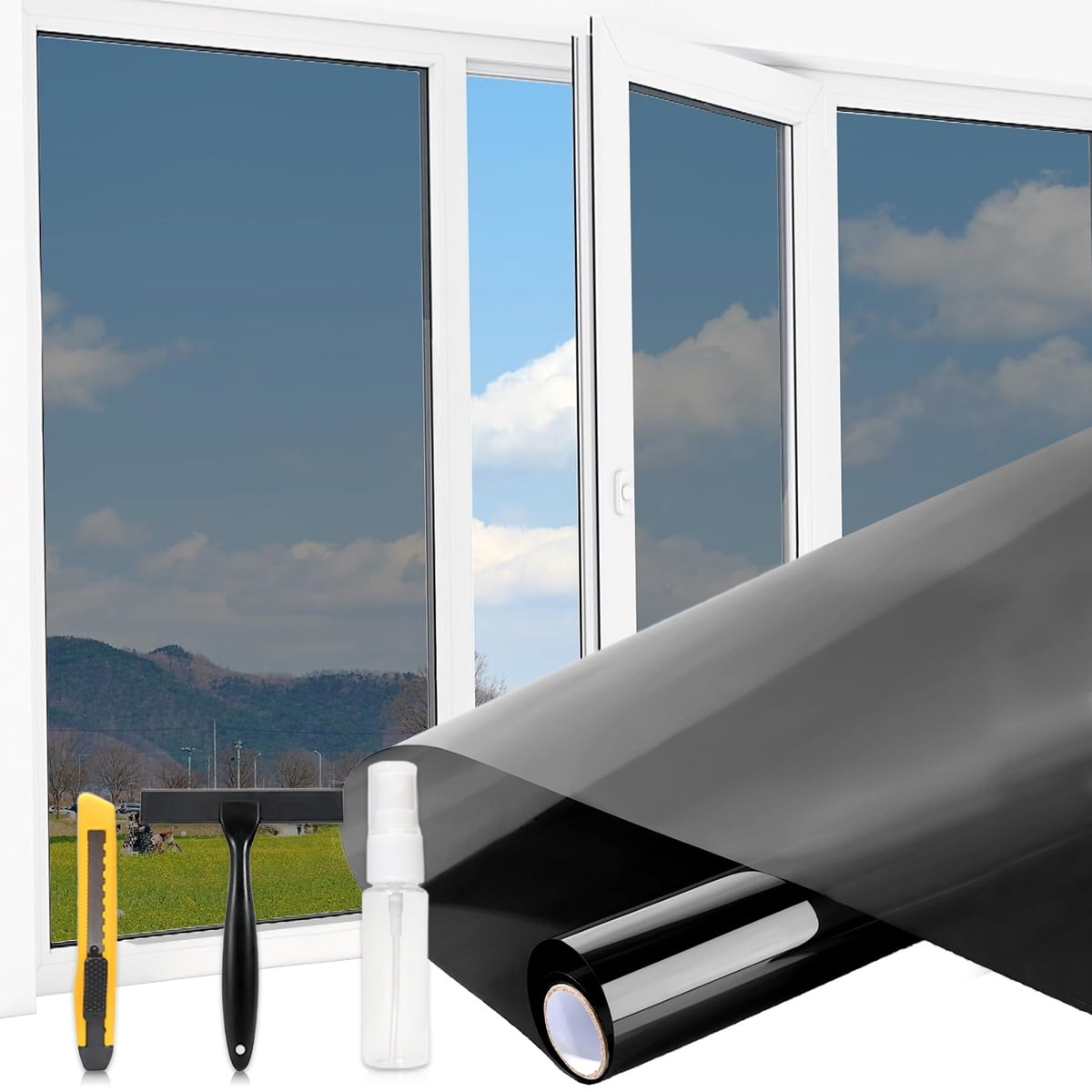 Sun protection film window inside or outside 50 x 200cm mirror film ...