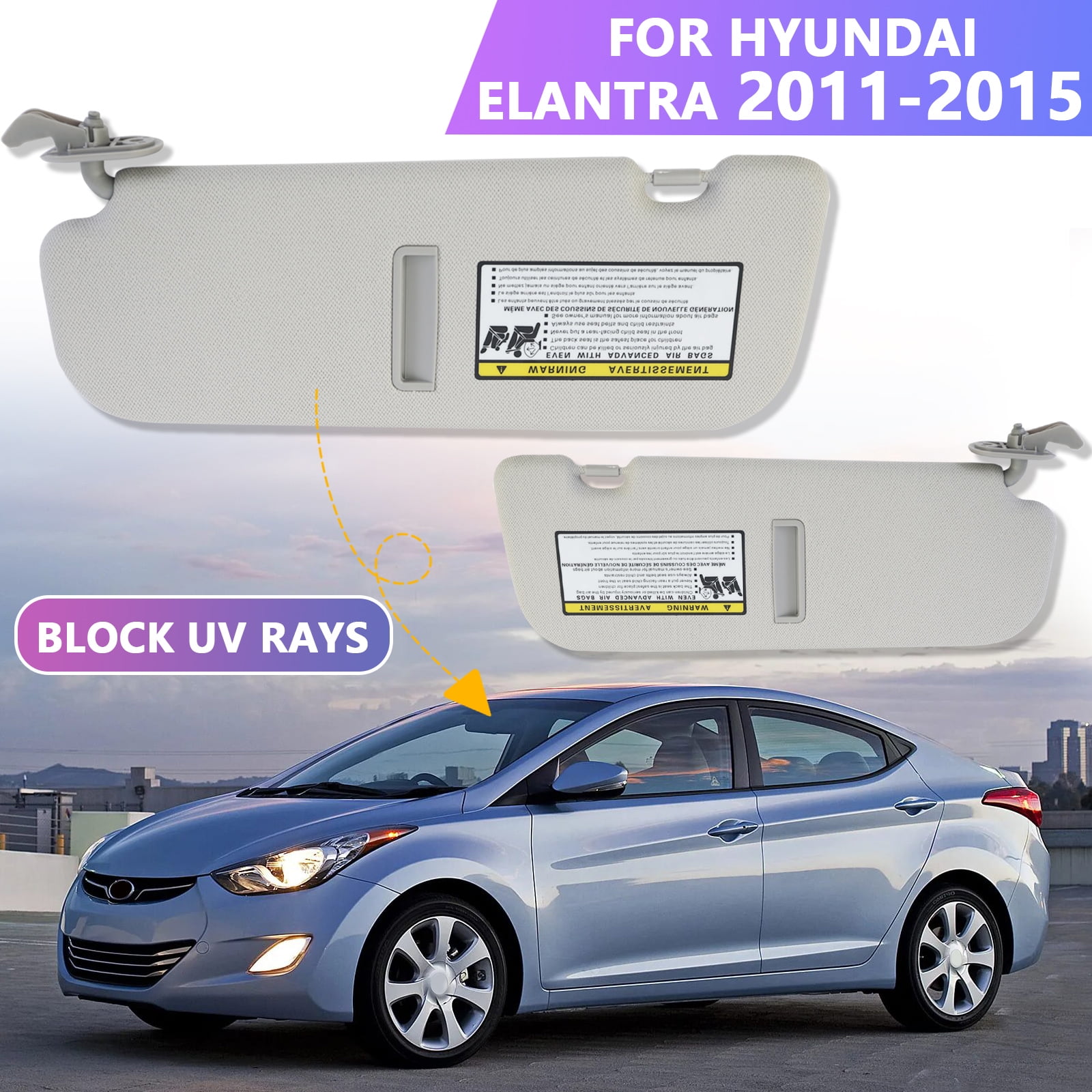 Sun visor Left Side Gray Sun Visor For Hyundai Elantra 2011-2015 ...