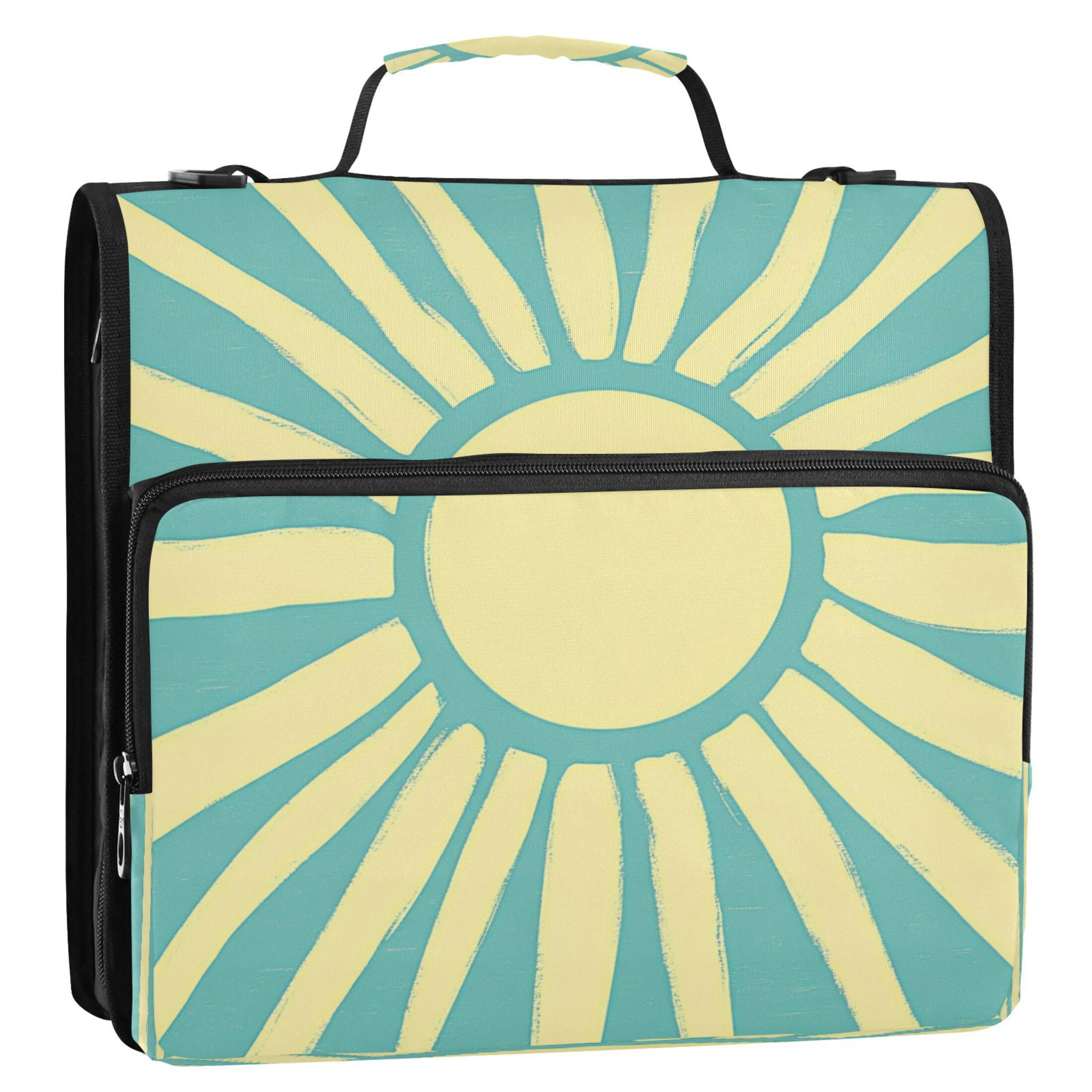 Sun with Rays Stripes Lines Zipper Binder Bag 3 Ring Binder Bag,Large ...
