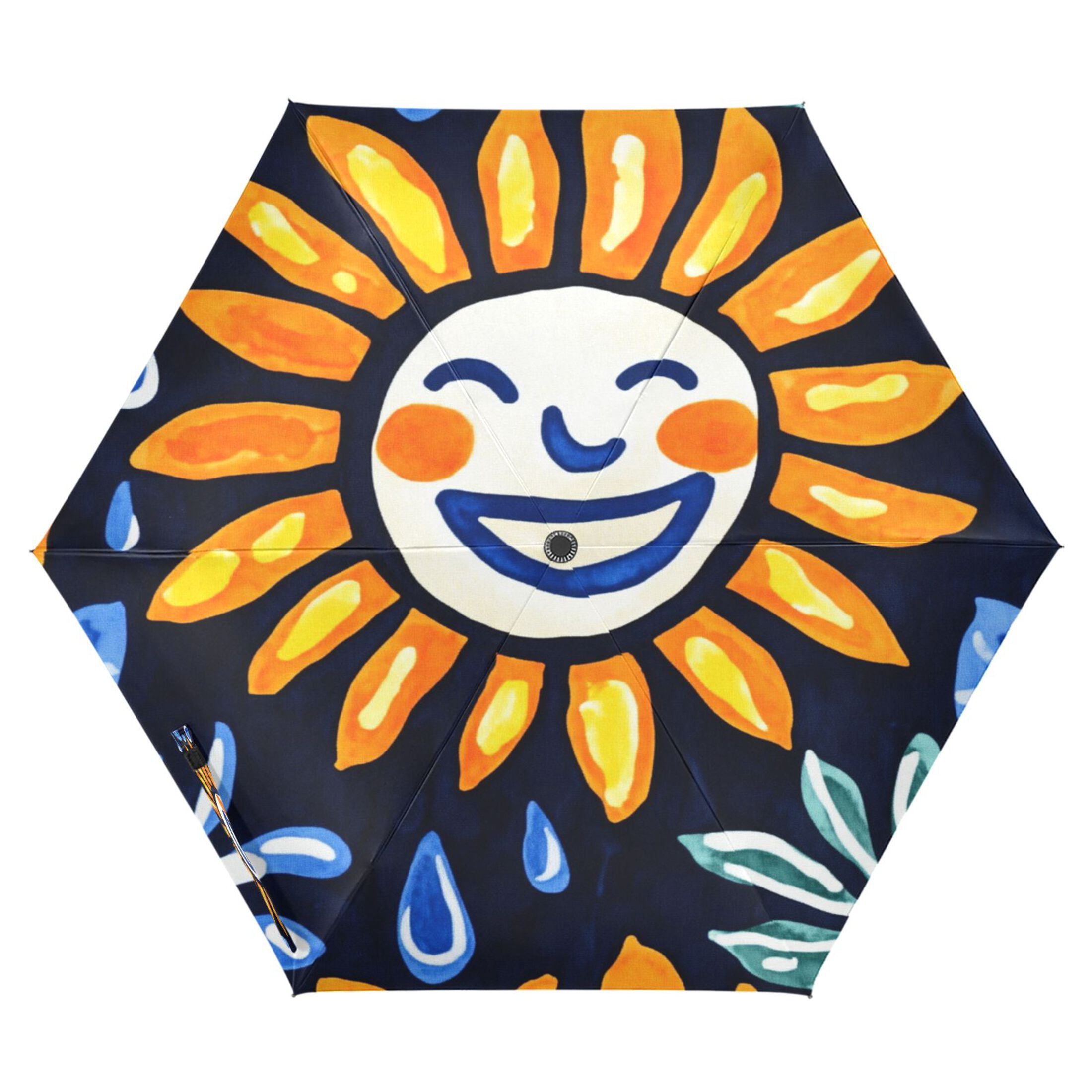Sun with Rays Folding Umbrella UV50+ Waterproof Sun Protection Auto ...