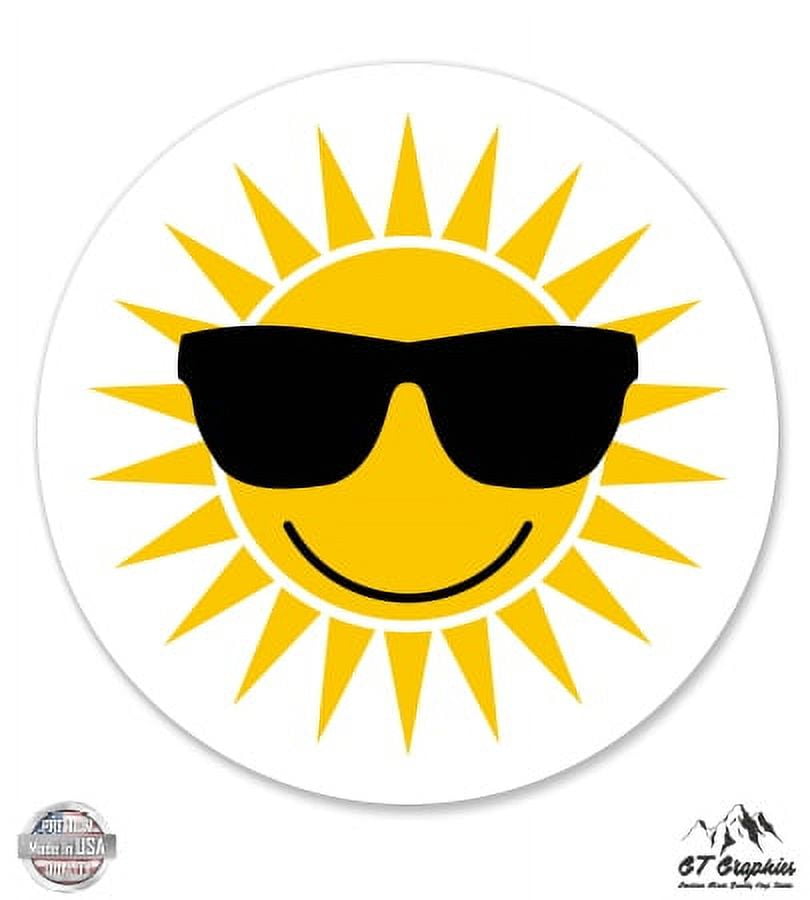 Sun with Shades - 12" Vinyl Sticker Waterproof Decal - Walmart.com