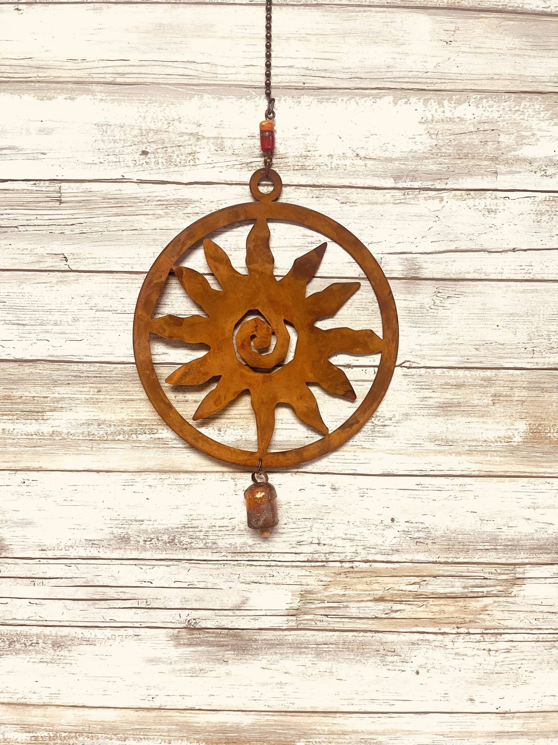 Sun with Swirl Rustic Metal Garden Bell Chime 8 Inch - Walmart.com