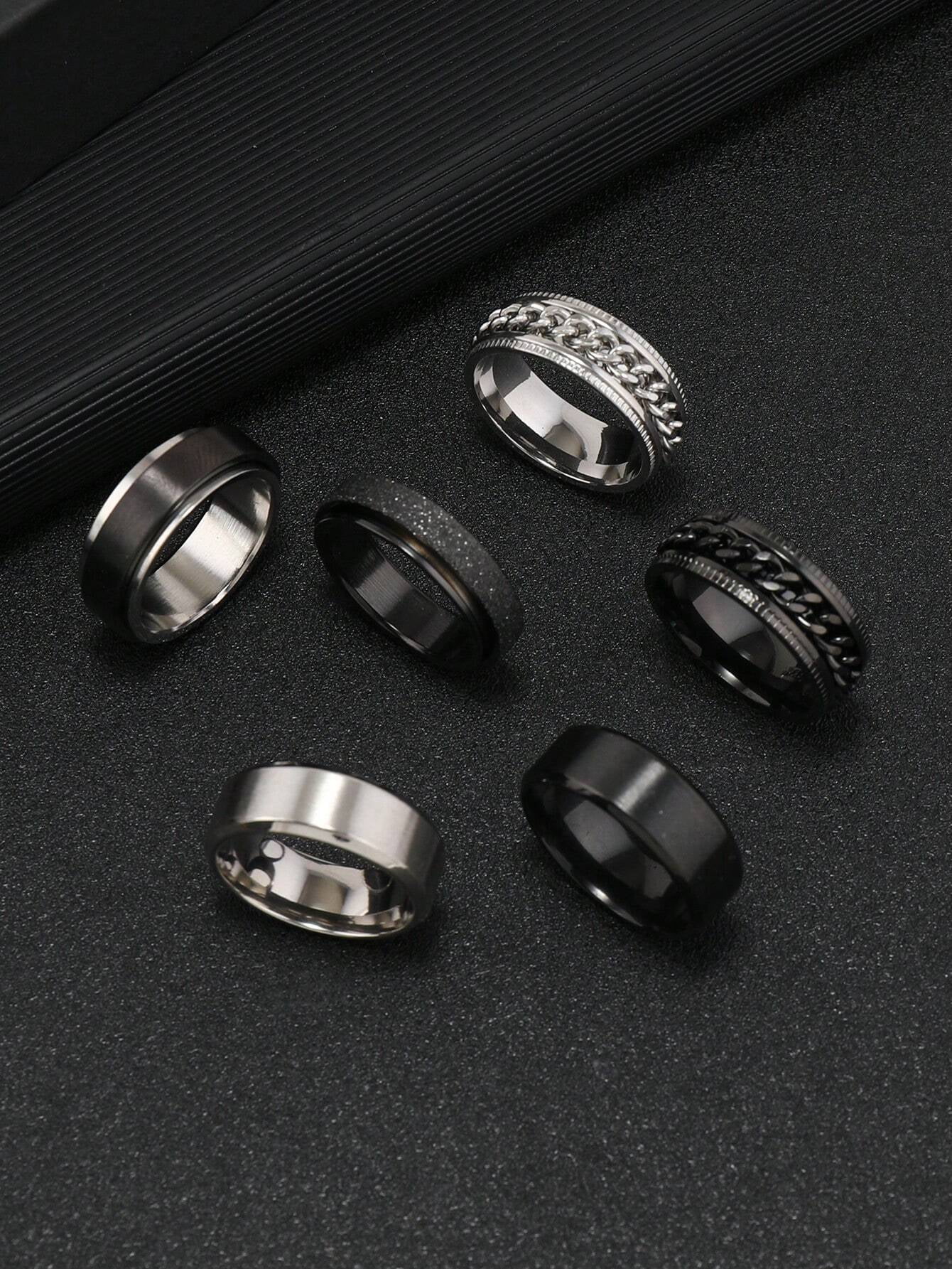 SunBreeze Swimwear Set of 6 Vintage Stainless Steel Rings for Men and ...