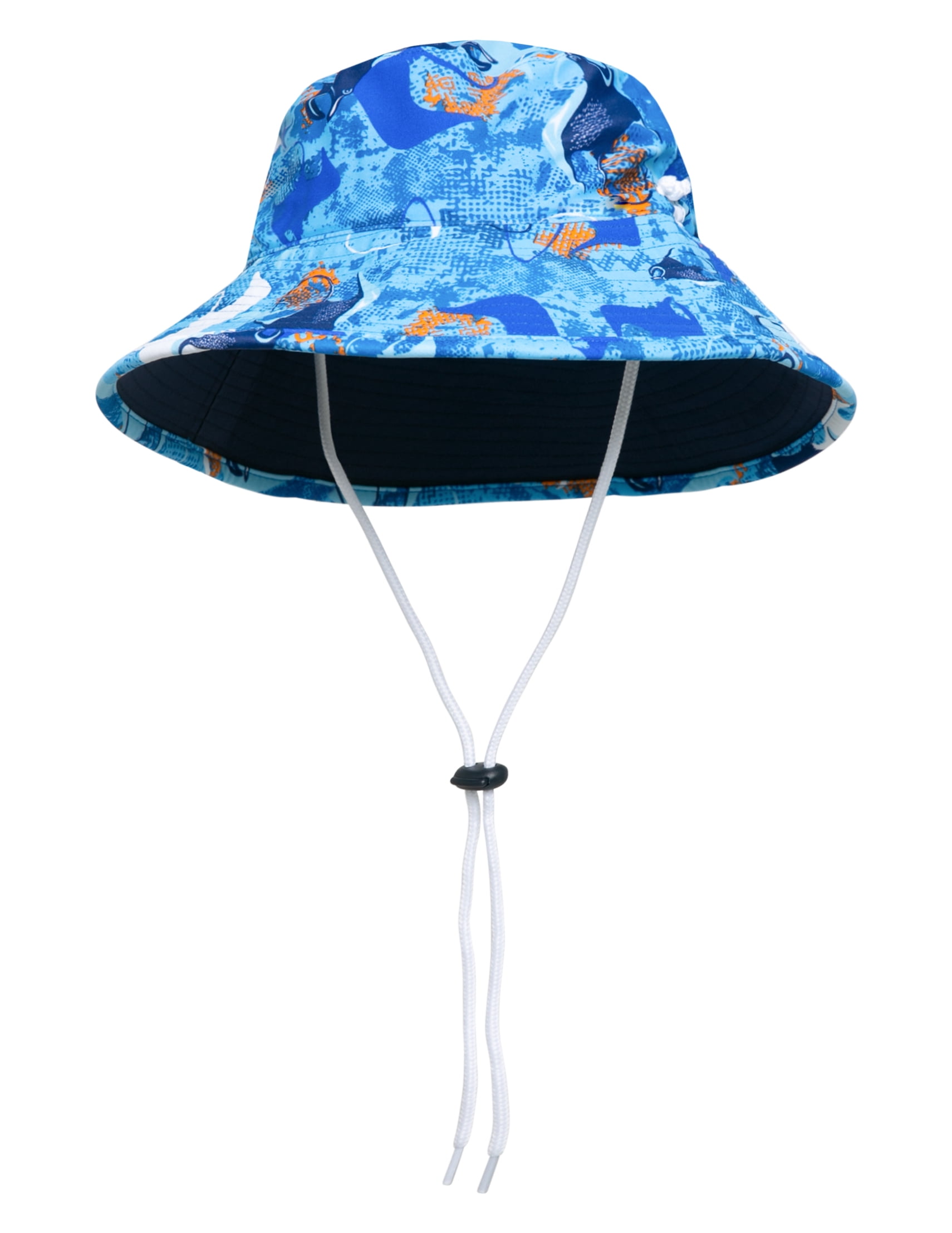 SunBusters Boys Reversible Bucket Hat (UPF 50+), Ocean Manta Ray, Small ...