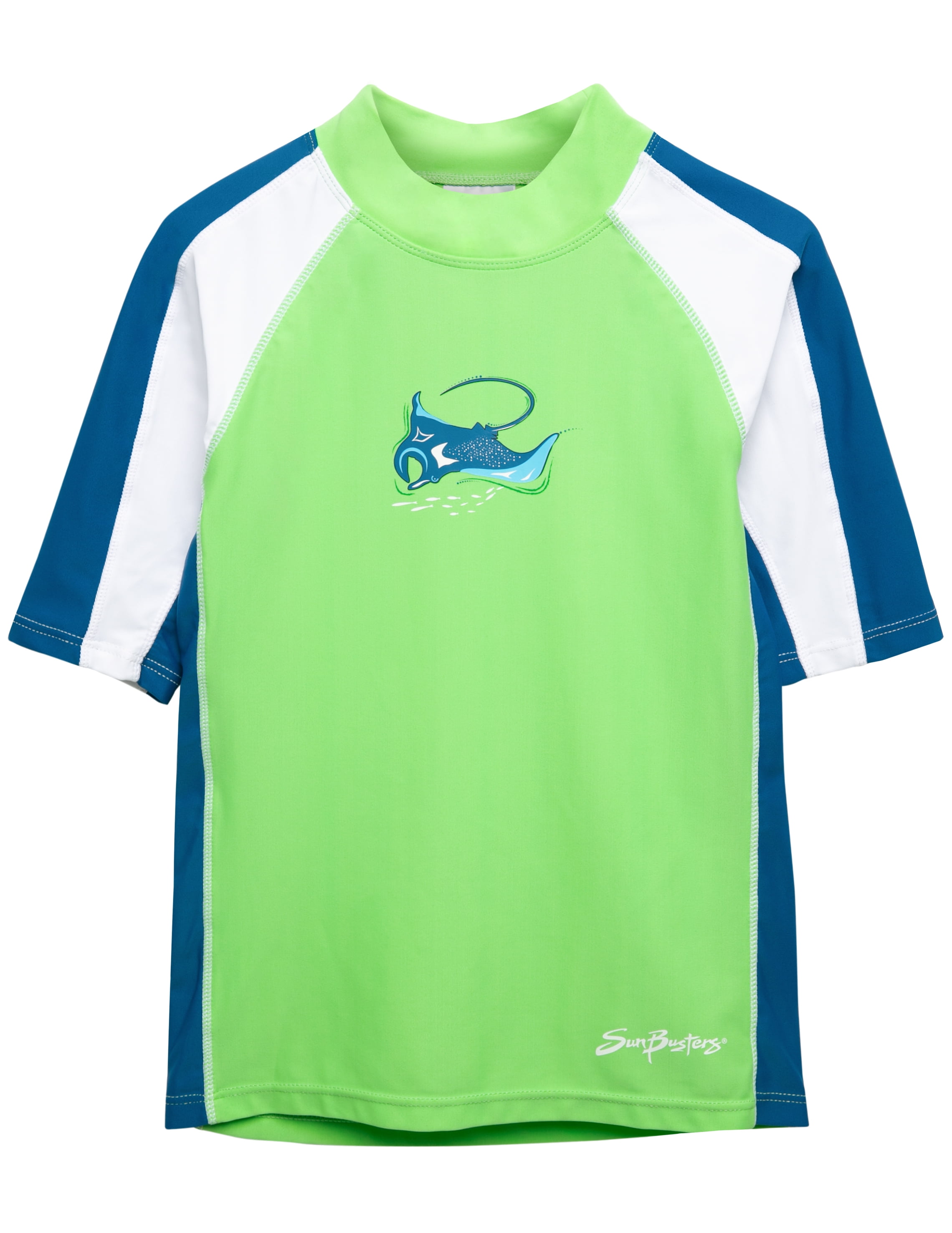 SunBusters Boys S/S Rash Guard(UPF 50+), Flash Green, 6/7 yrs - Walmart.com