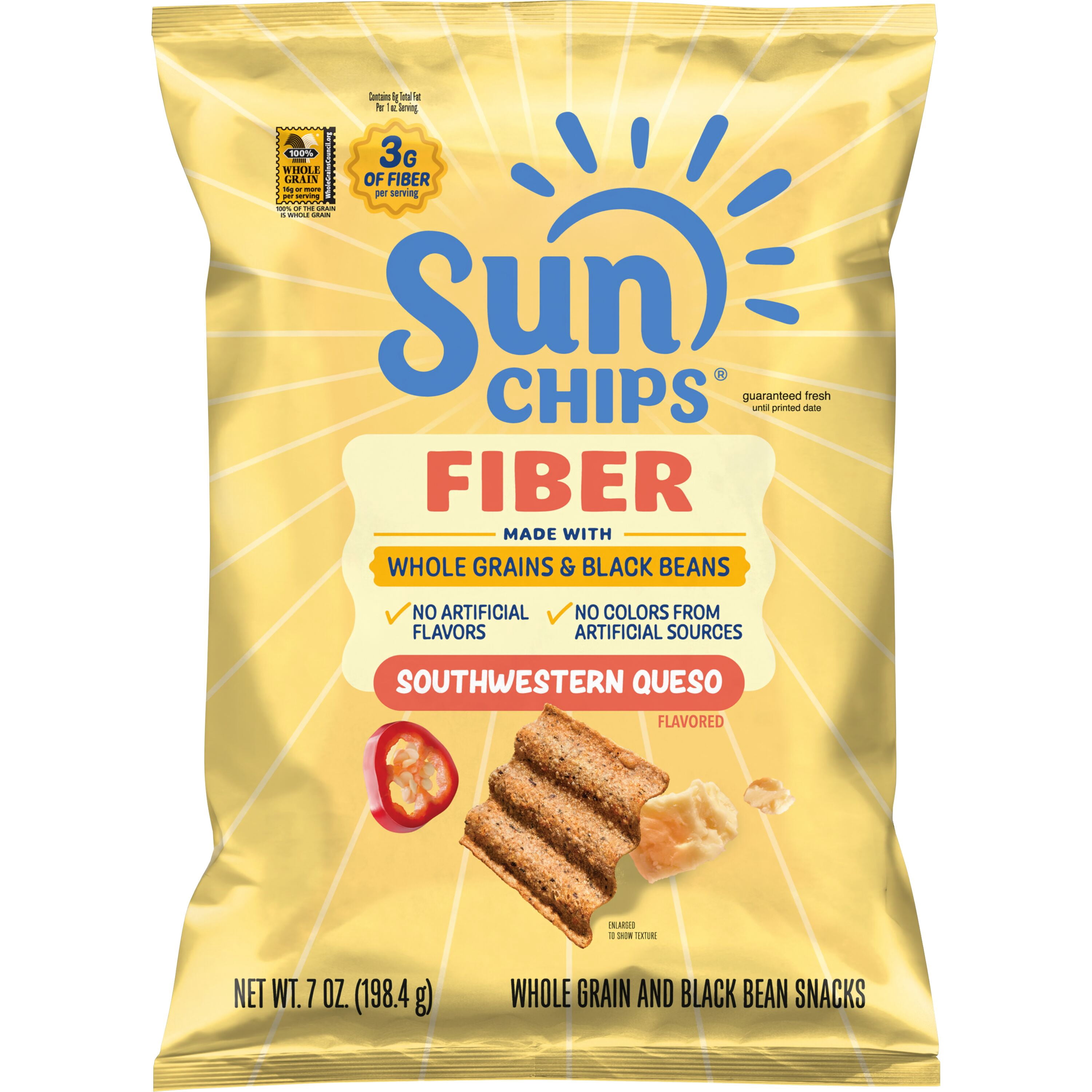 SunChips Black Bean Southwestern Queso Whole Grain Snack Chips 7 oz Bag ...