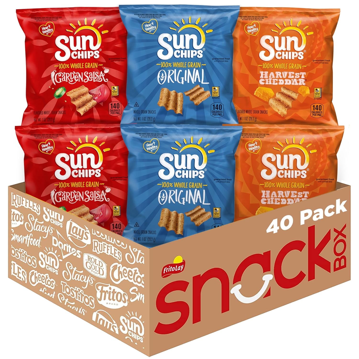 SunChips Multigrain Chips Variety Pack, 1 oz Bags, 40 Count (2 PACK ...