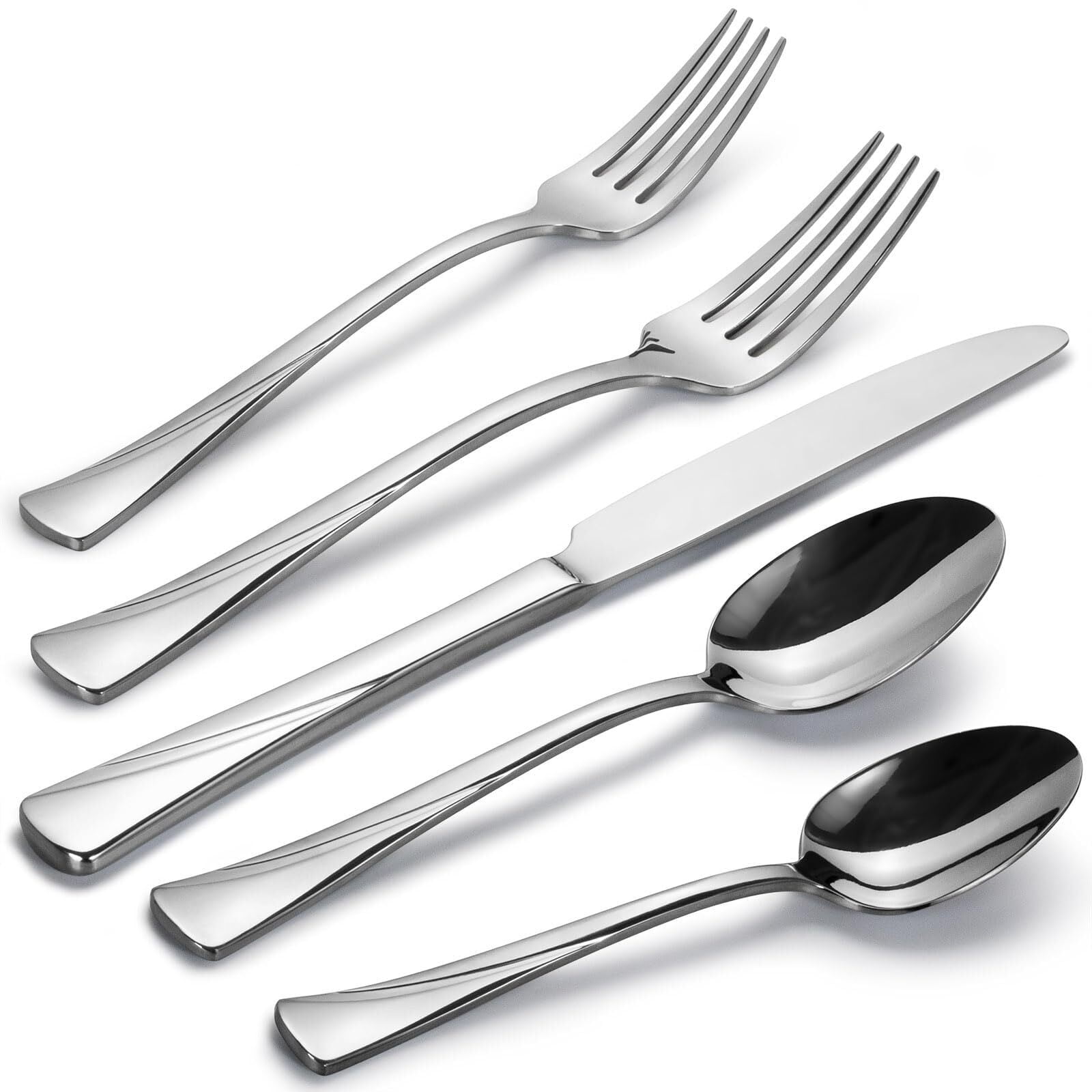 SunFlower Company 20-Piece Silverware Set Stainless Steel Flatware Set ...