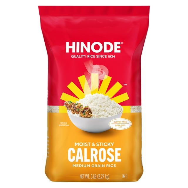 SunFoods Hinode Medium Grain Calrose Rice, California Grown, 5 lb Grain ...