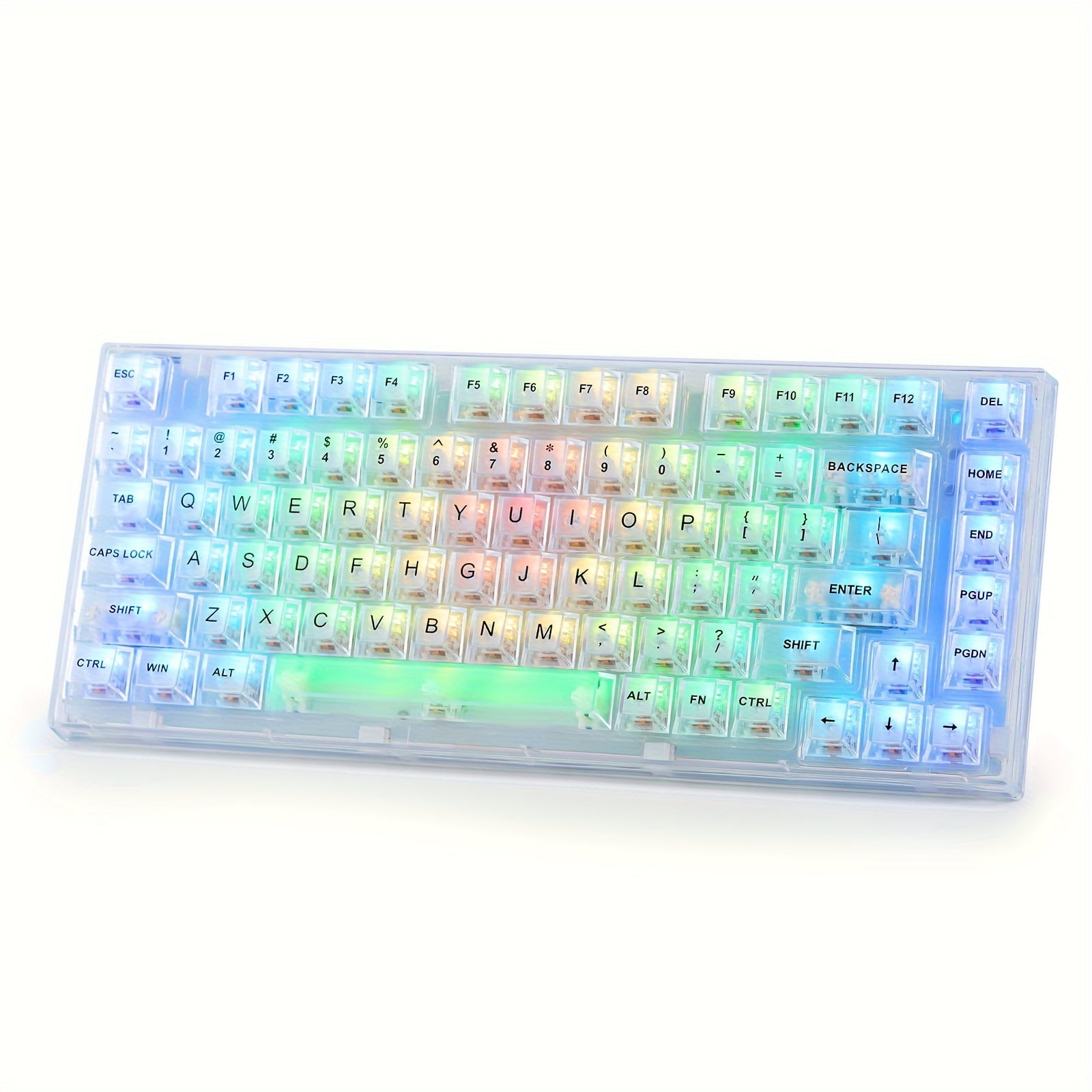 SunGrand X75 82 Key Transparent Mechanical Keyboard, Hot Swappable Gaming Keyboard With ...