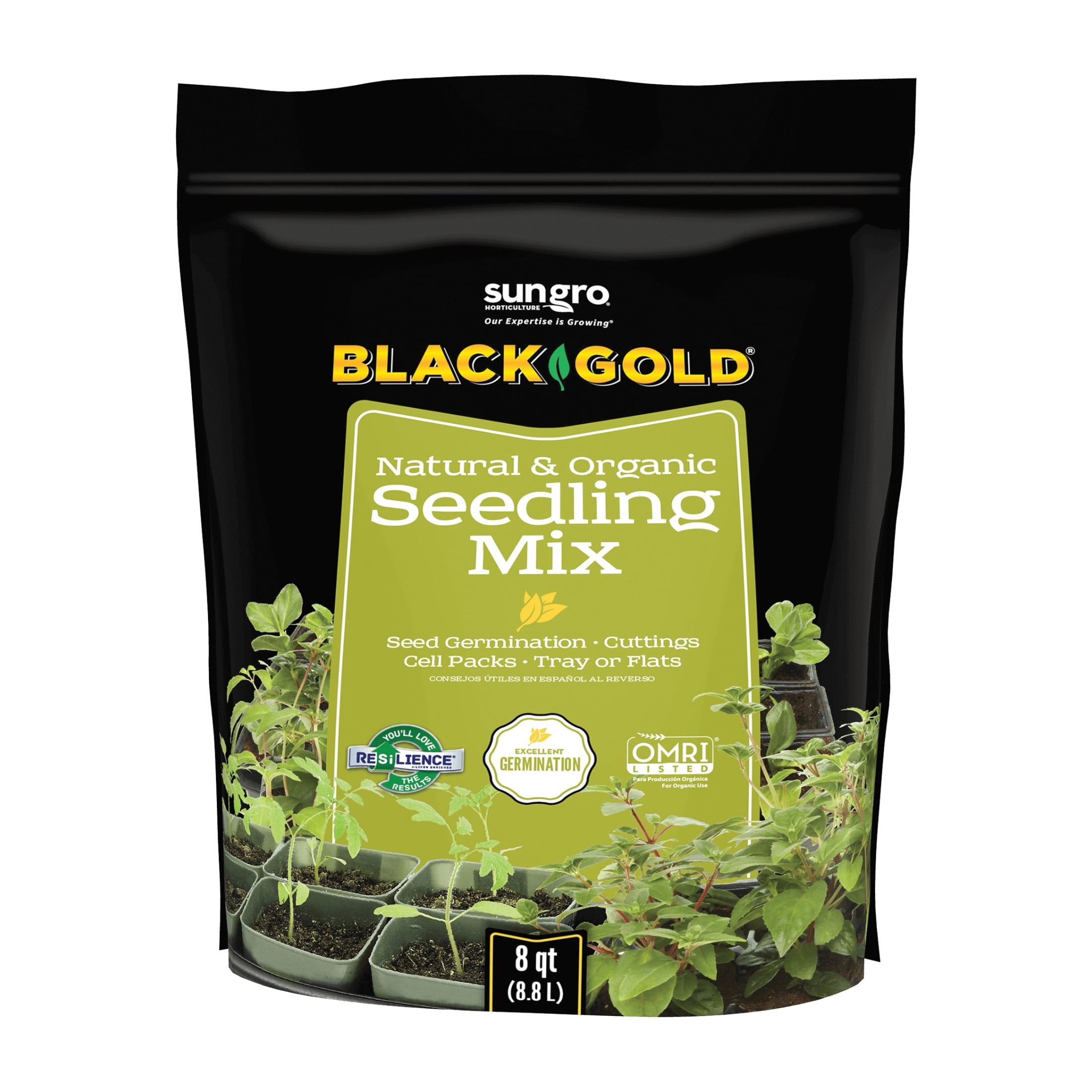 SunGro Black Gold All Purpose Seedling Mix, Vegetable Moss & Perlite, 8 ...