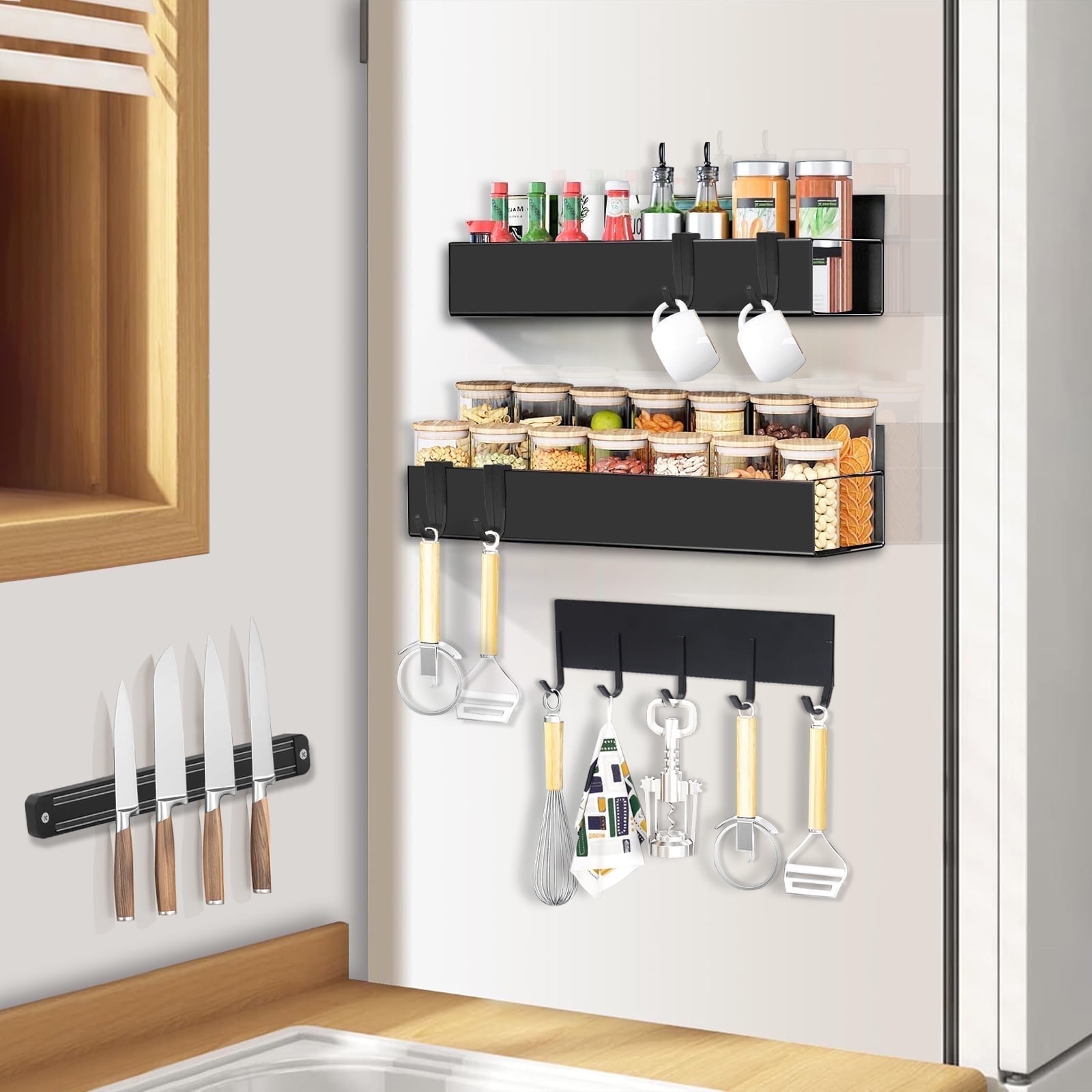 SunHearth 4 Pack Magnetic Spice Rack for Refrigerator,Metal Magnetic ...