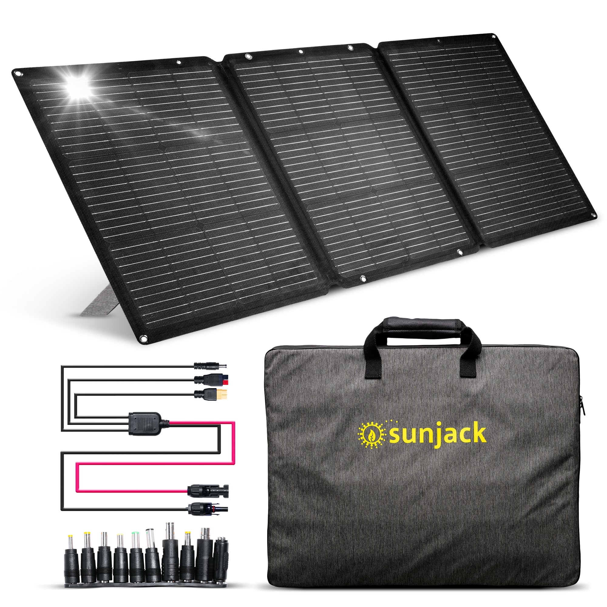 SunJack 120 Watt ETFE Foldable Portable Solar Panel with Kickstands ...