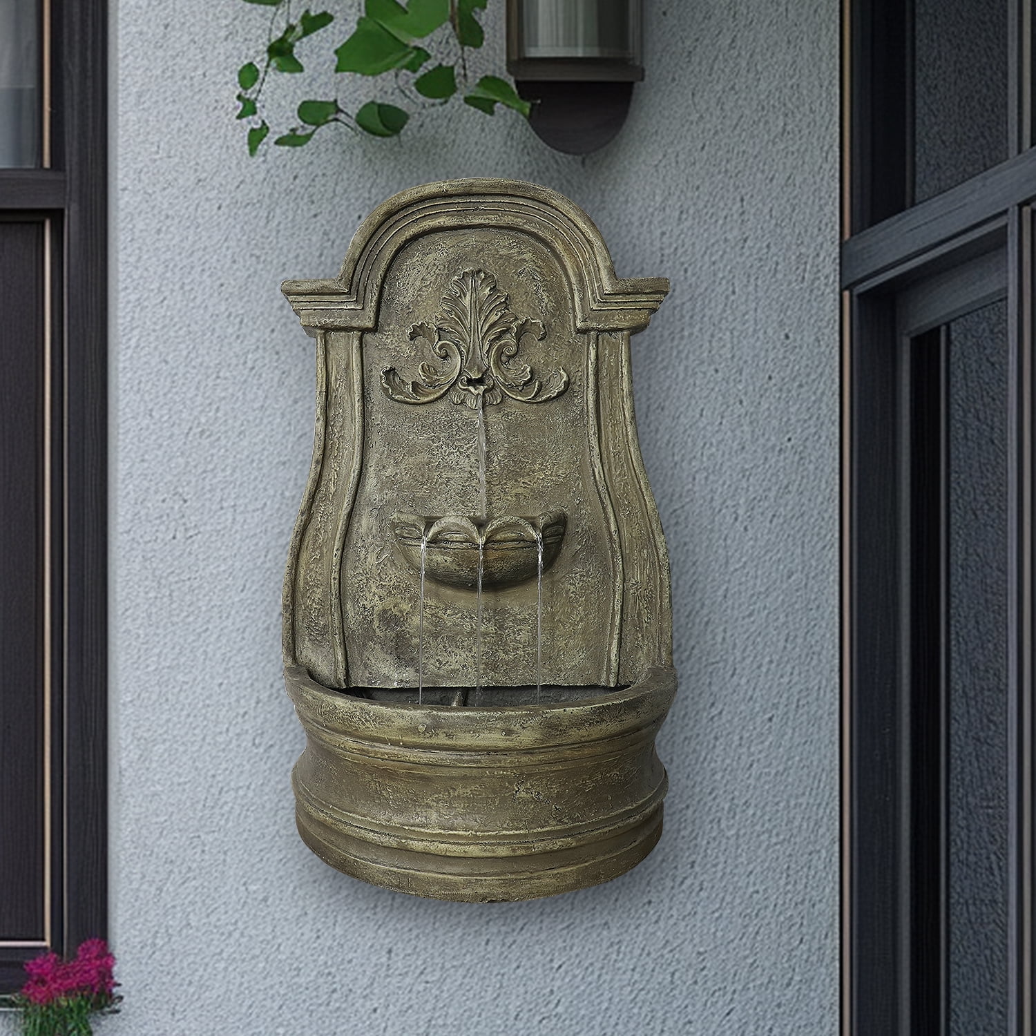 SunJet 30.7" H Tiered Outdoor Water Fountain - Modern Wall Mounted ...