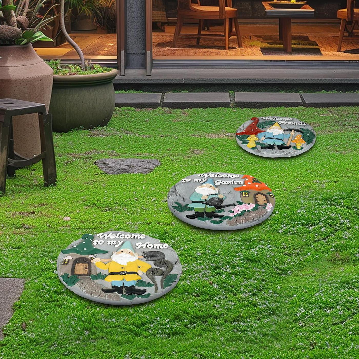 SunJet Garden Stepping Stones Set of 3, 10 inch Gnome stepping stones ...