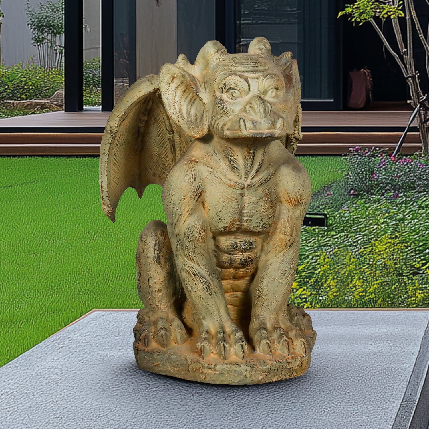 SunJet Large Winged Gargoyle Statue - Sitting Gargoyle Monster Dragon ...
