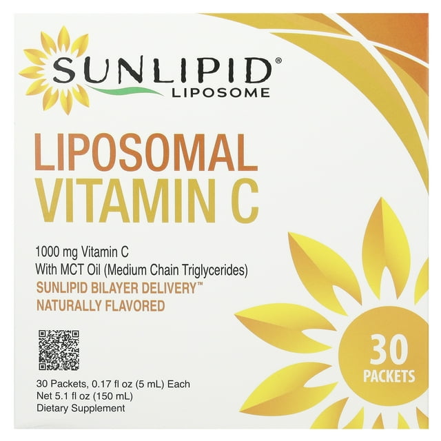 SunLipid Liposomal Vitamin C with MCT Oil, 1000mg, 30 Packets, Gluten-Free, Non-GMO, Vegan ...