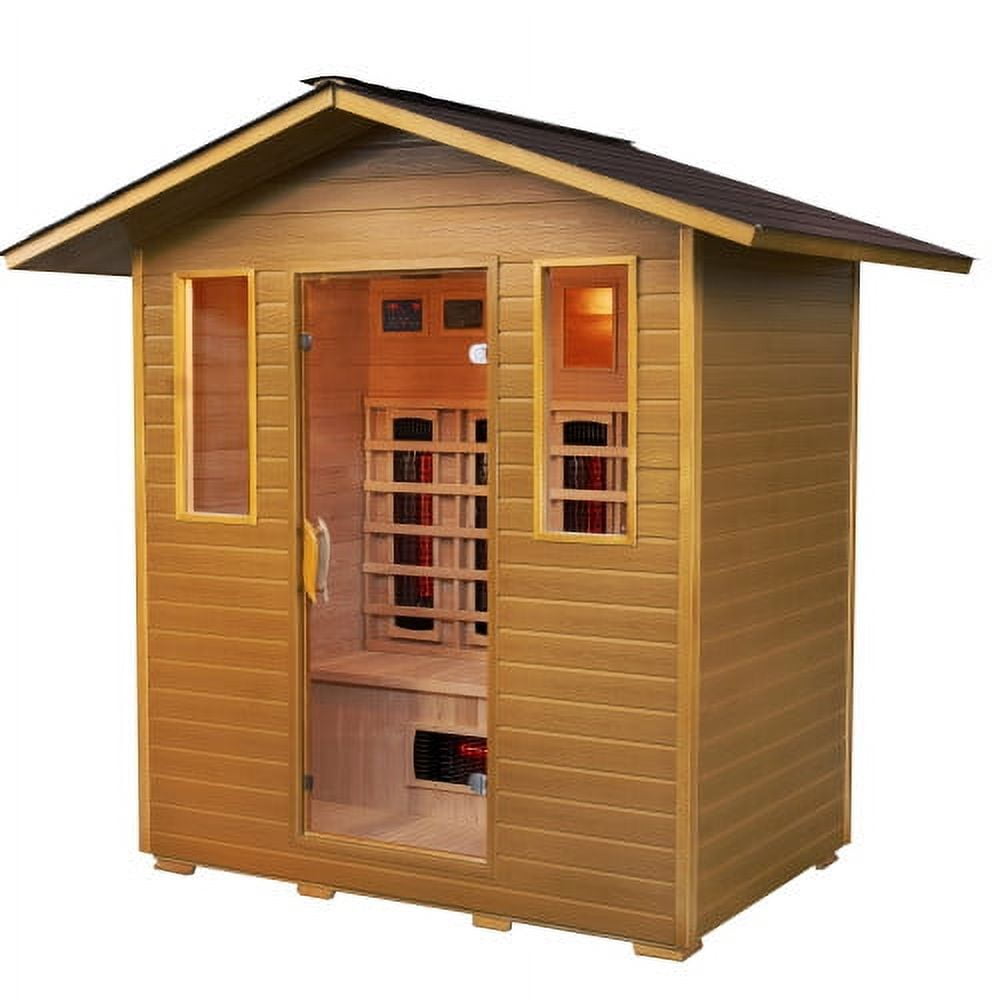 SunRay Infrared Cayenne 4-Person Outdoor Home Sauna with Rapid Heat ...