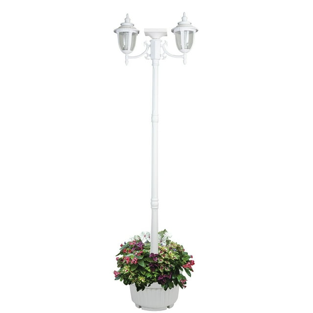 SunRay Hannah Two Head Solar Lamp Post and Planter, White - Walmart.com