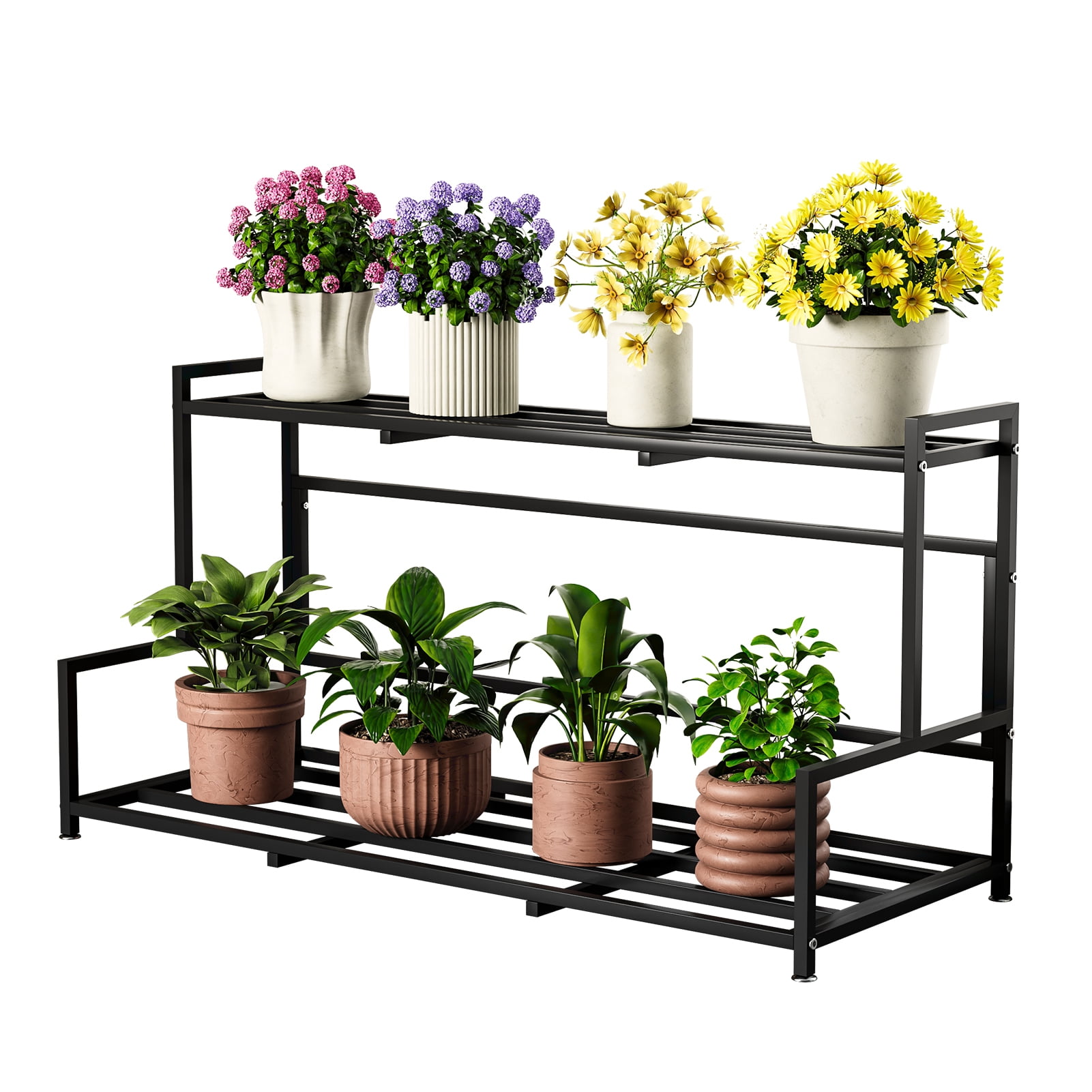 SunRoad 2/3 Tiers Stair Style Metal Plant Stand, Indoor Outdoor Plant ...