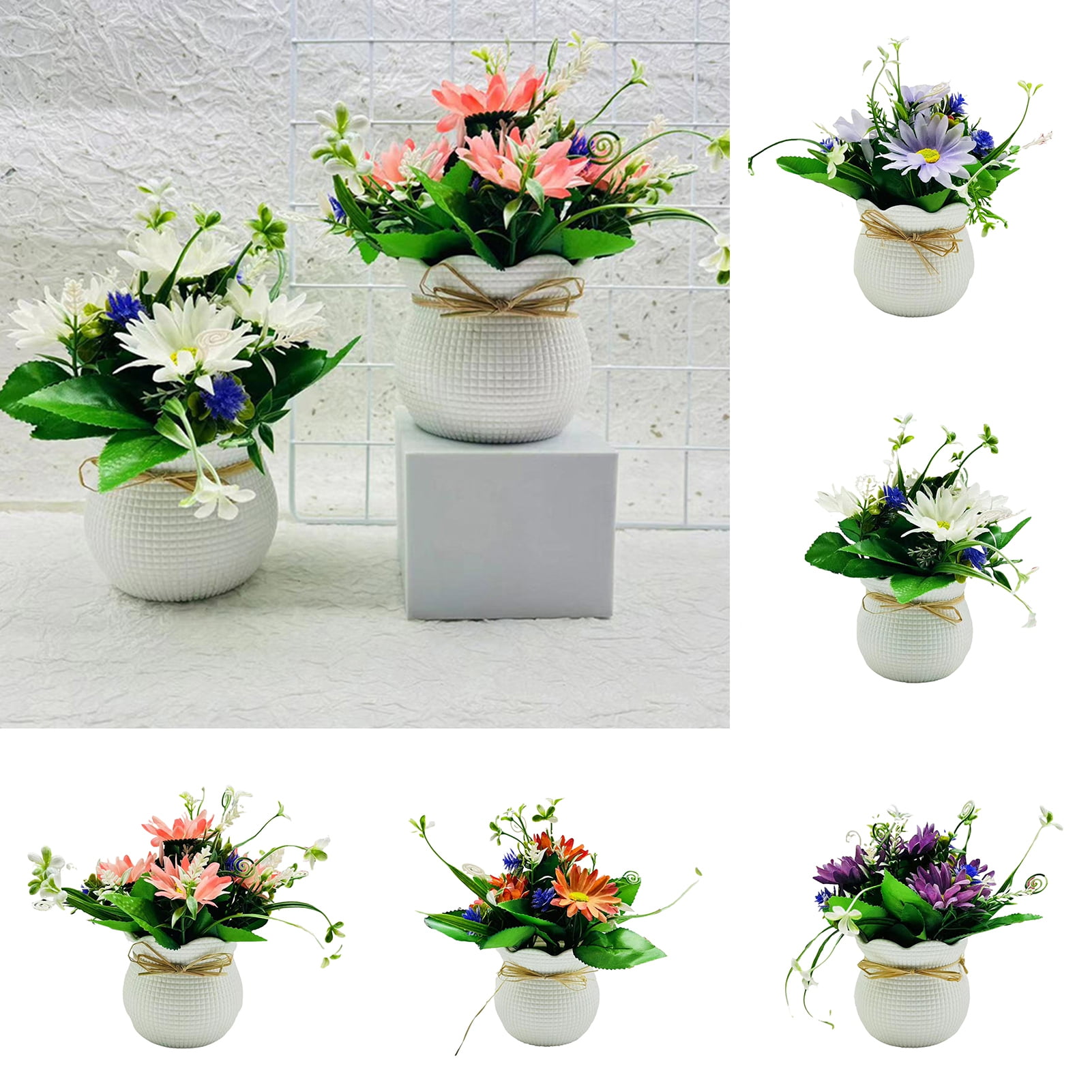 Walbest Artificial Potted Plants 5 Flower Head Home Office Table ...