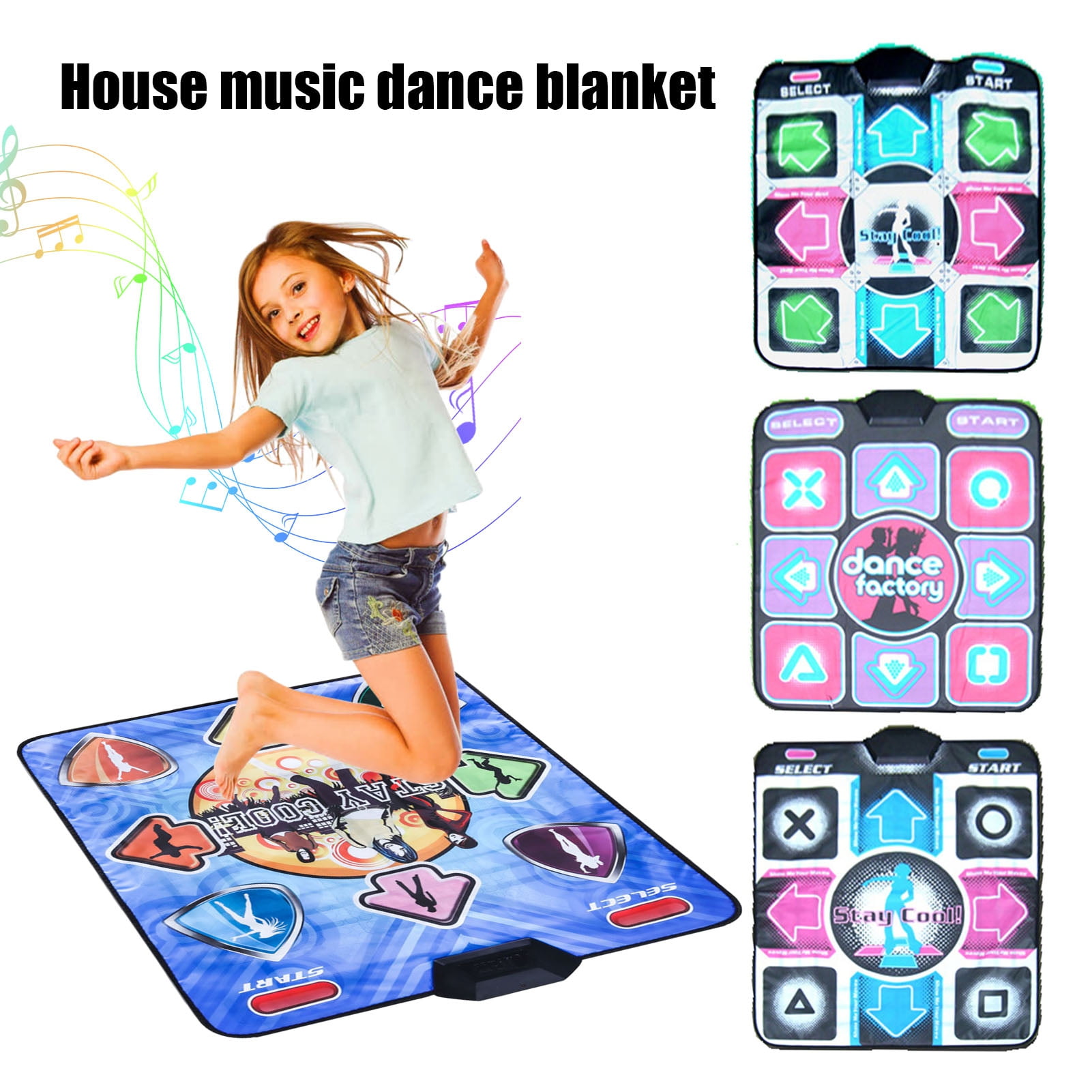 SunRoad Kids Adults Dance Mat 3 Game Modes USB Dancing Pad Waterproof Non-Slip PVC Electronic ...